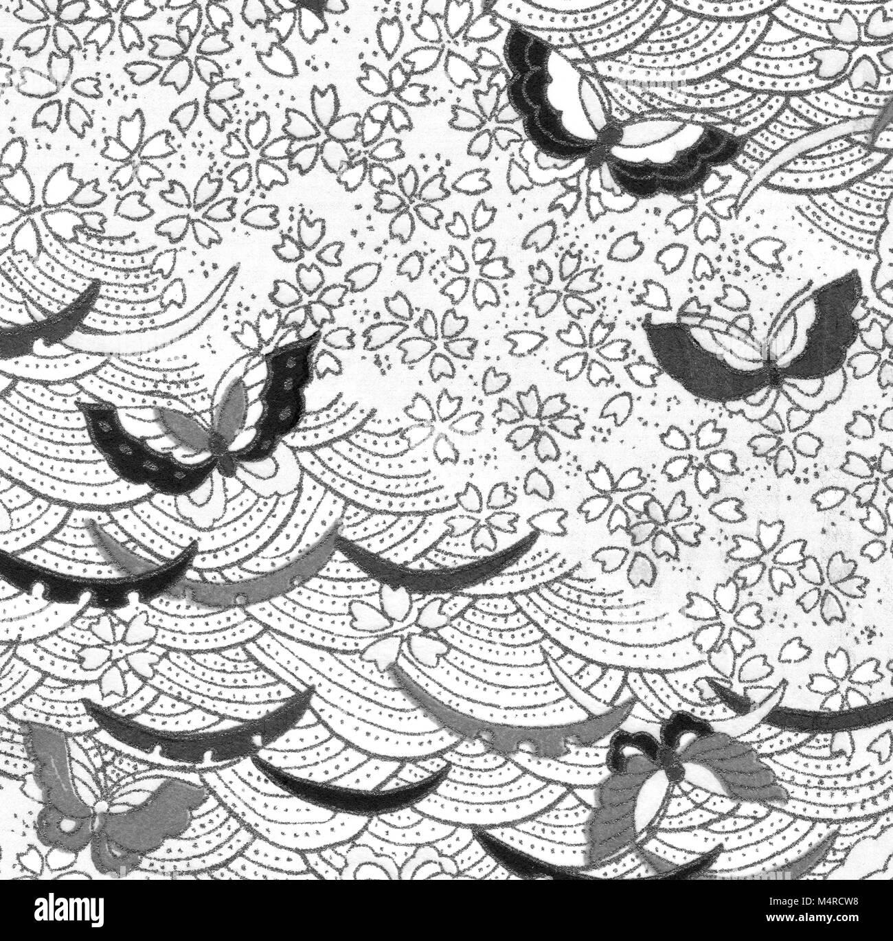 Japanese paper with traditional ornaments Stock Photo - Alamy