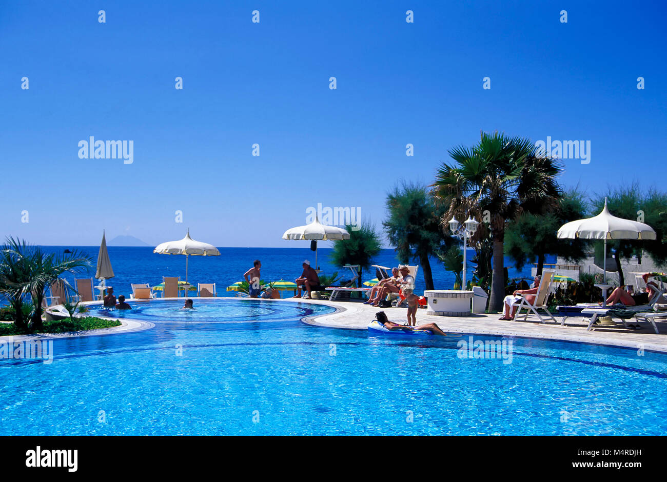 Pool, hotel Il Gabbiano at Capo Vaticanico, Calabria, Italy Stock Photo ...