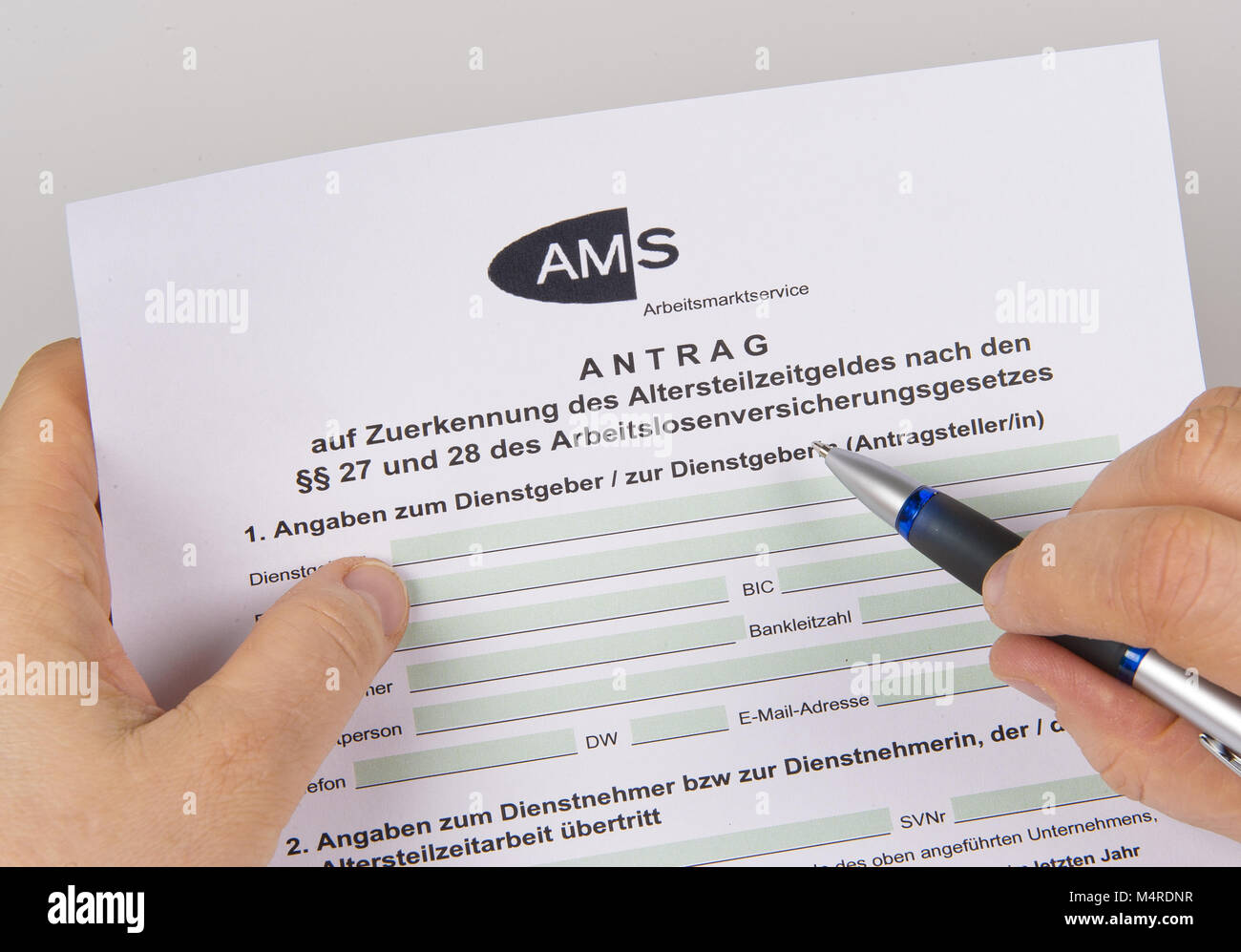 Pflegegeld Antrag Öst.1 Stock Photo - Alamy