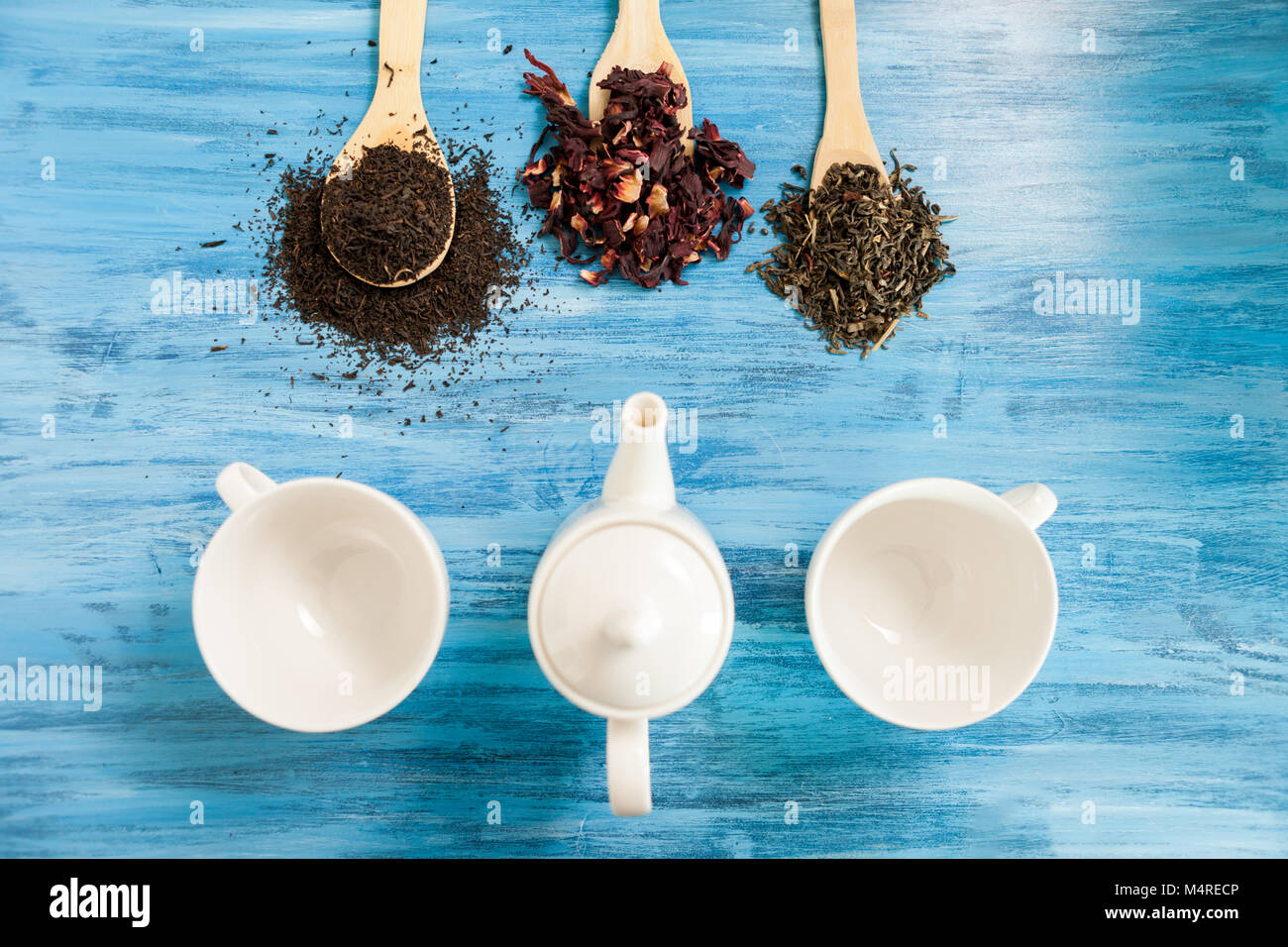 Top view of three empty tea cups Stock Photo - Alamy