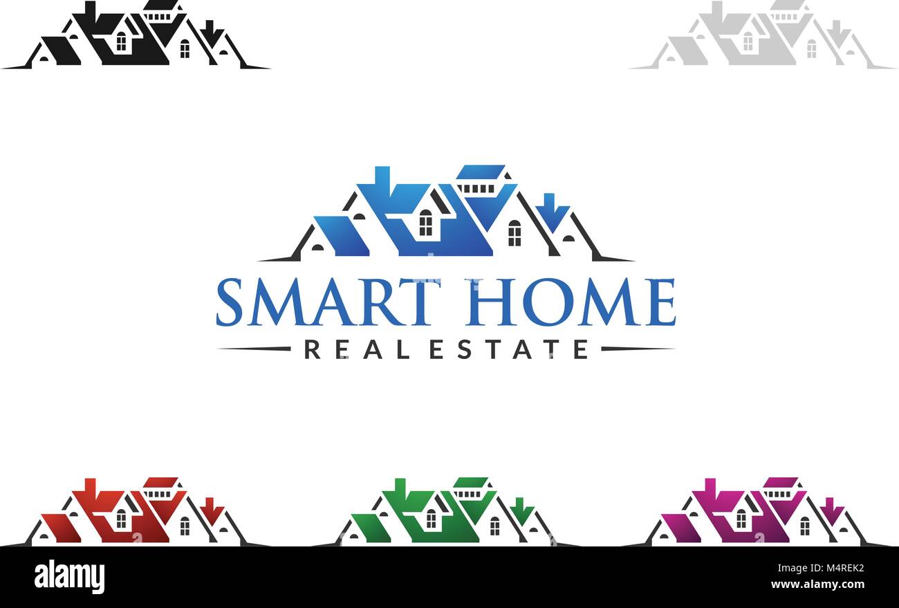 Real estate Logo, with home and house vector logo design Stock Vector ...
