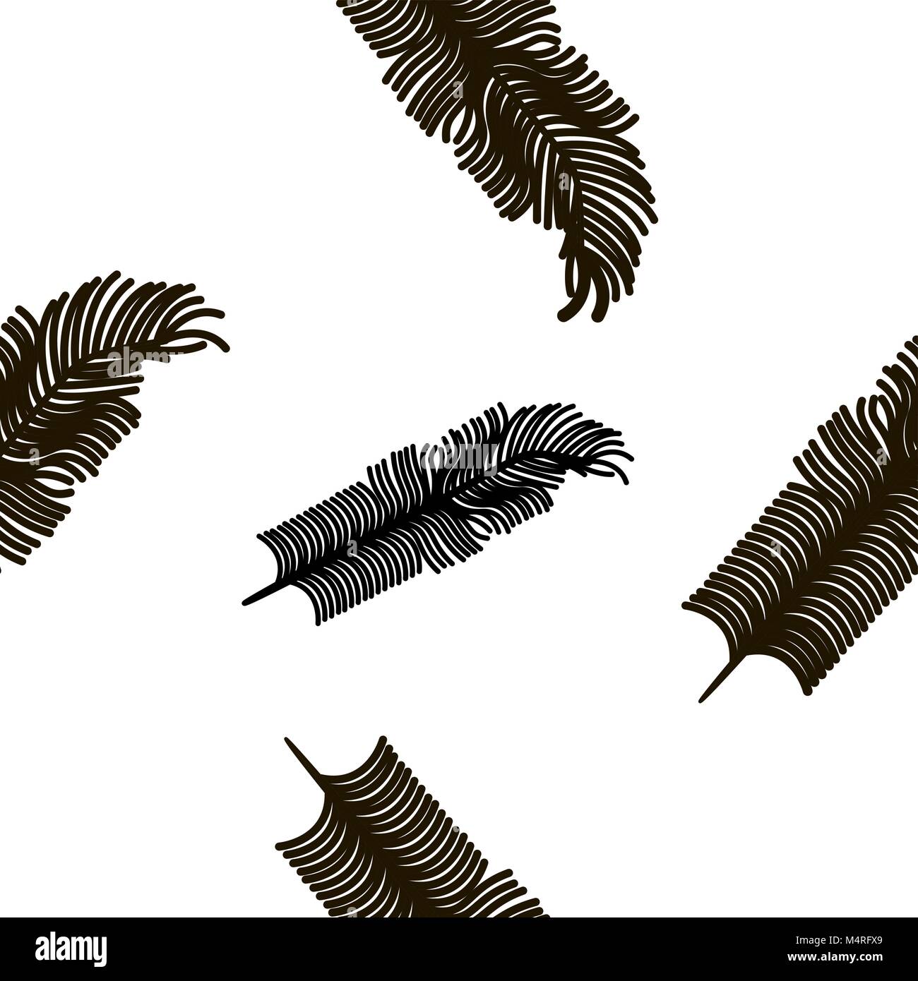 Seamless monochrome texture with bird feathers. Vector seamless texture ...