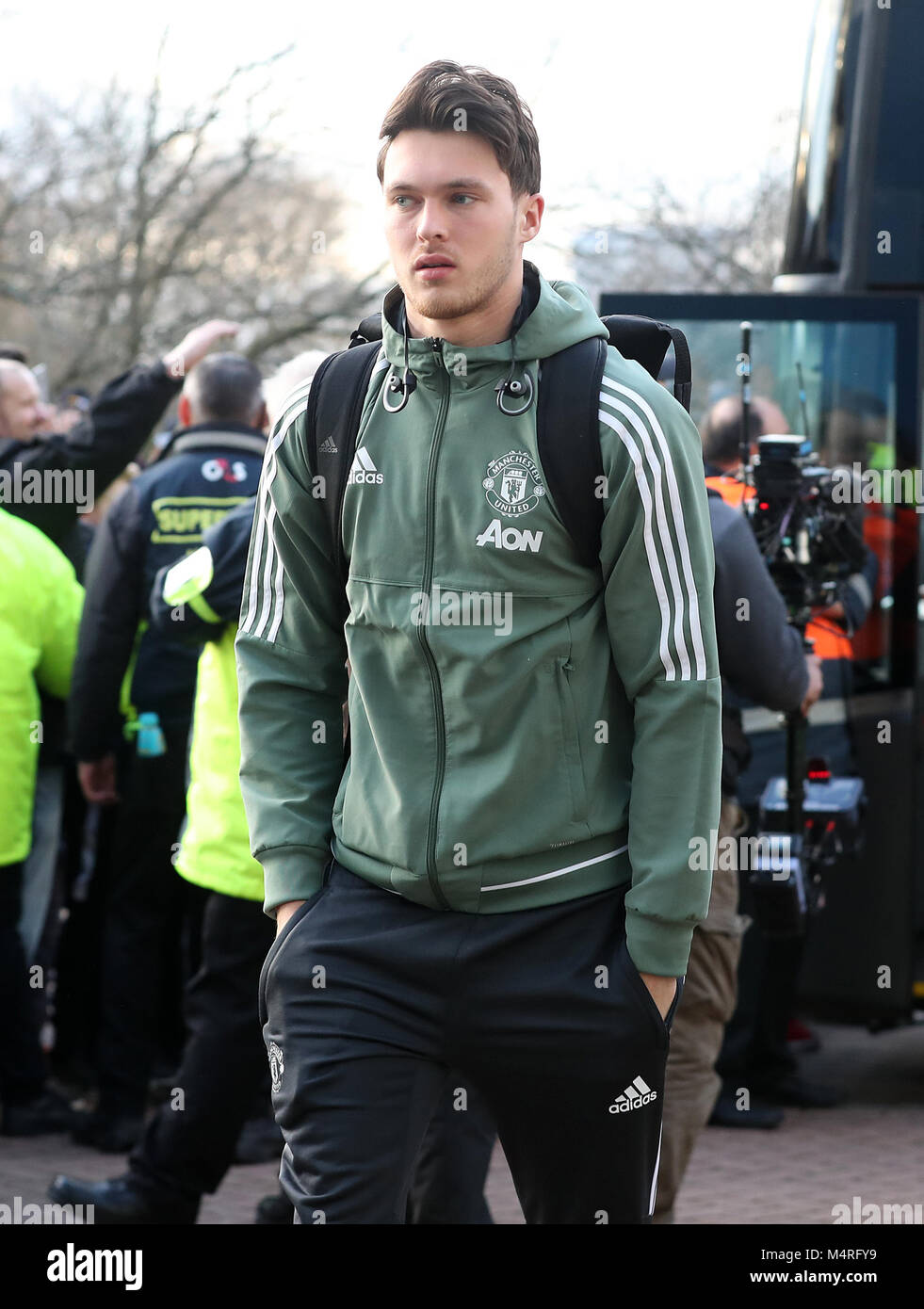 Manchester United goalkeeper Kieran O'Hara arriving before the Emirates ...
