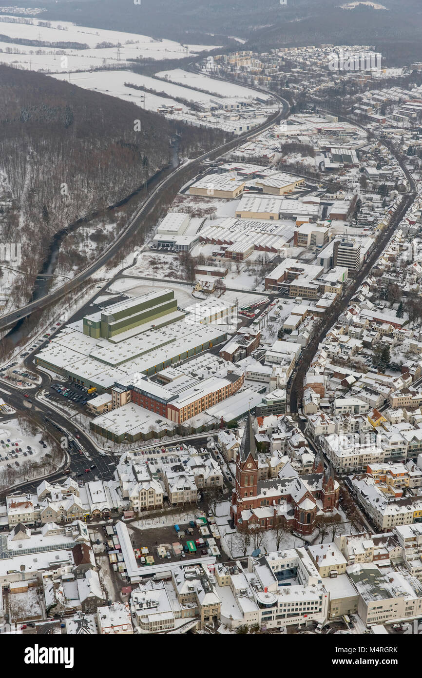 Aerial view, industrial estate Schlachthofweg Neheim, Parish Church of ...