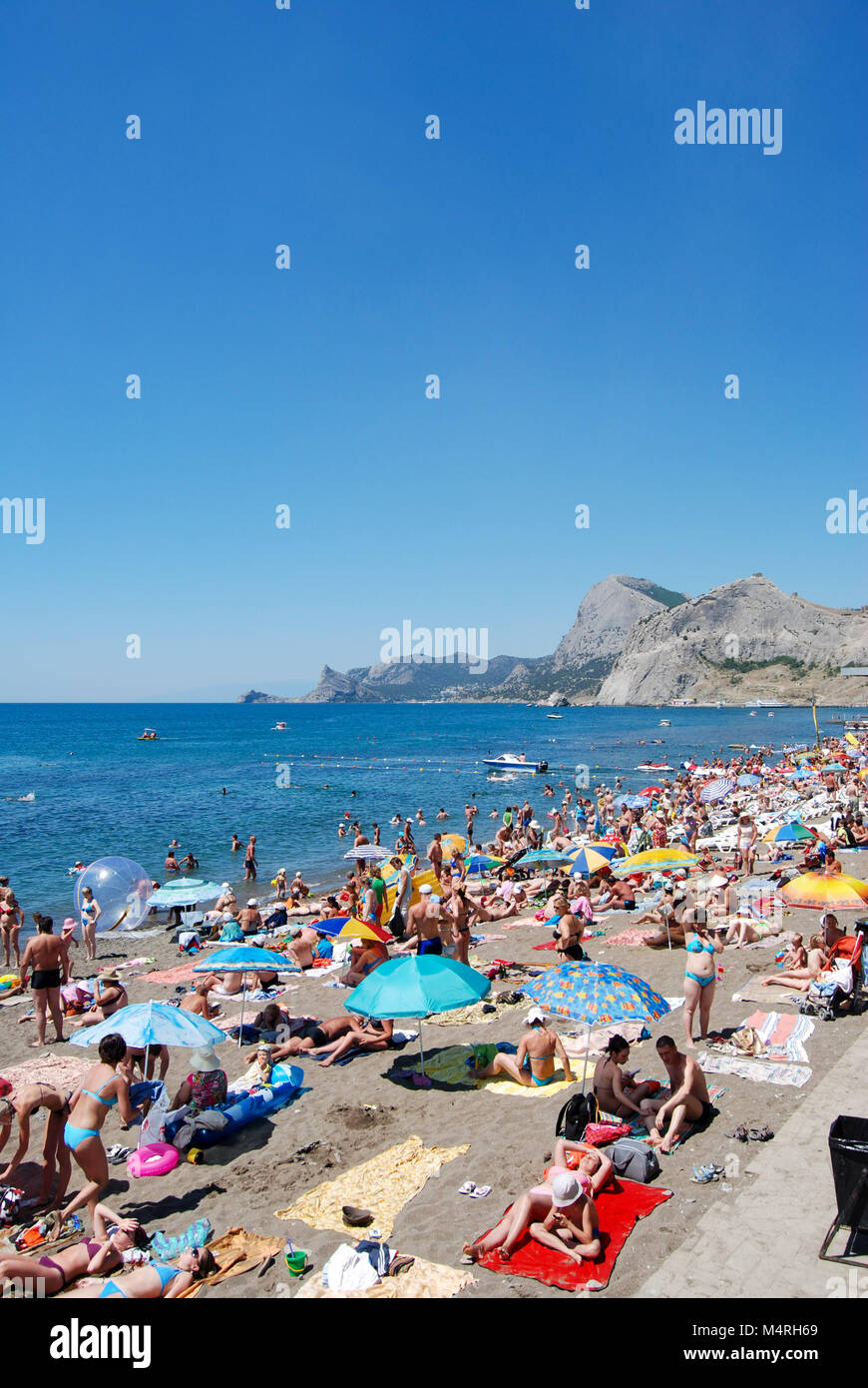 People sunbathing at the Crimean Novyi Svit - Новый Свет (New World ...
