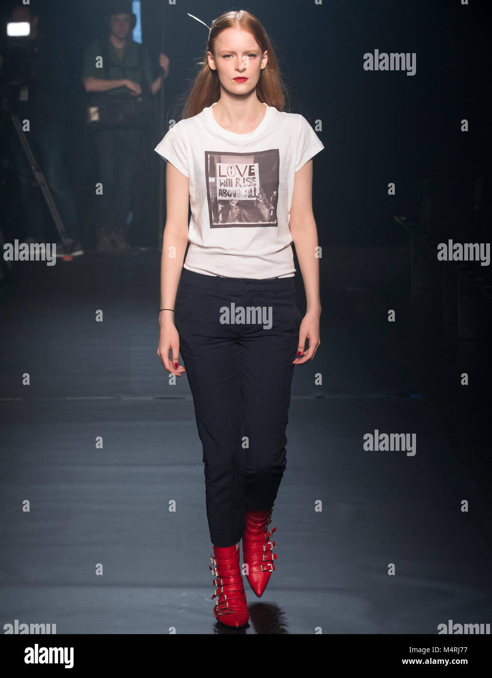 NEW YORK, NY - February 12, 2018: Victoria Schons walks the runway ...