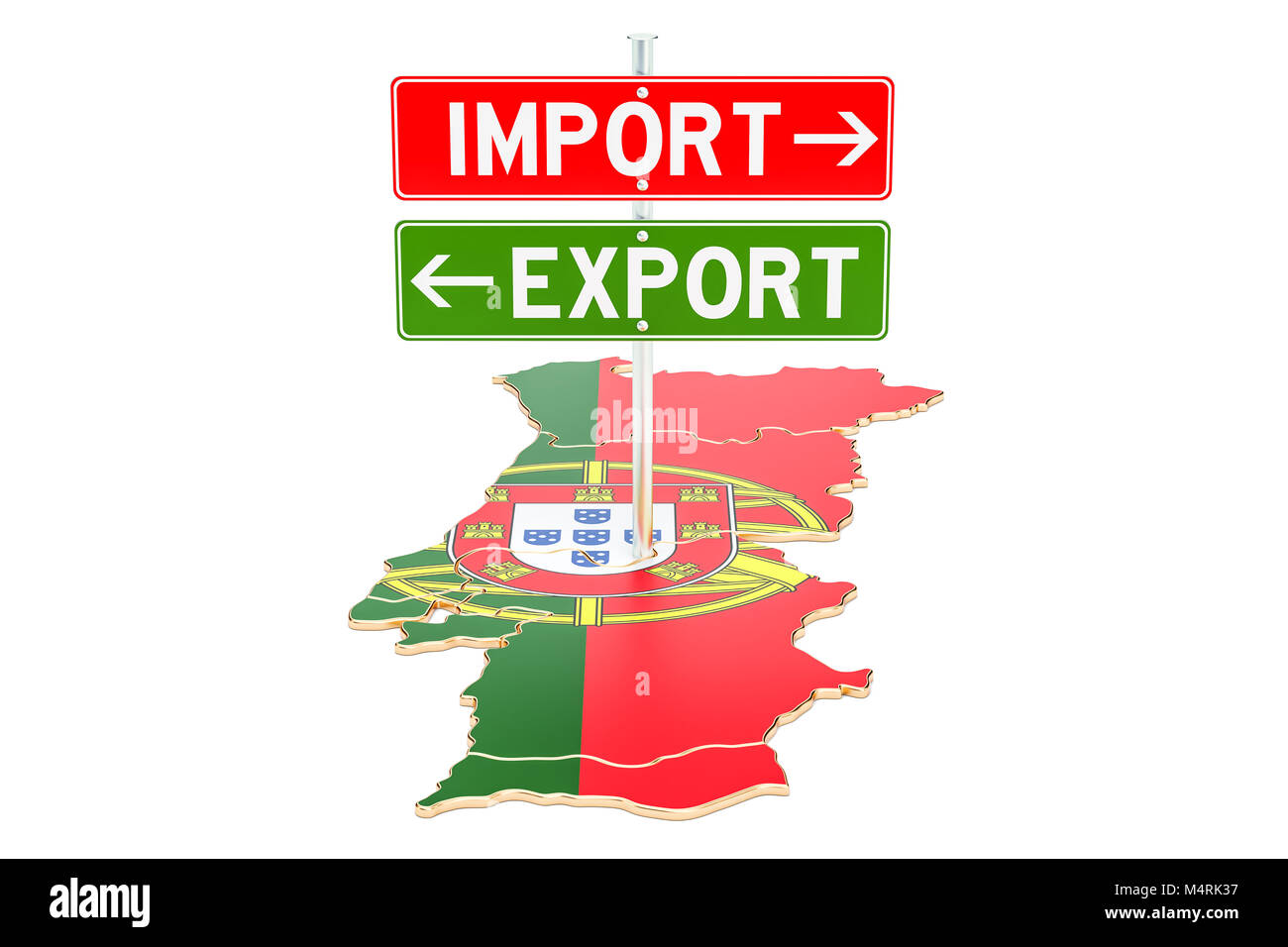 Import and export in Portugal concept, 3D rendering isolated on white ...