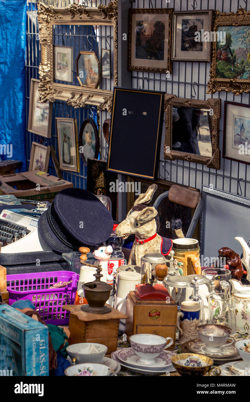 A scary donkey and many old frames at the Mauerpark sunday flea market ...