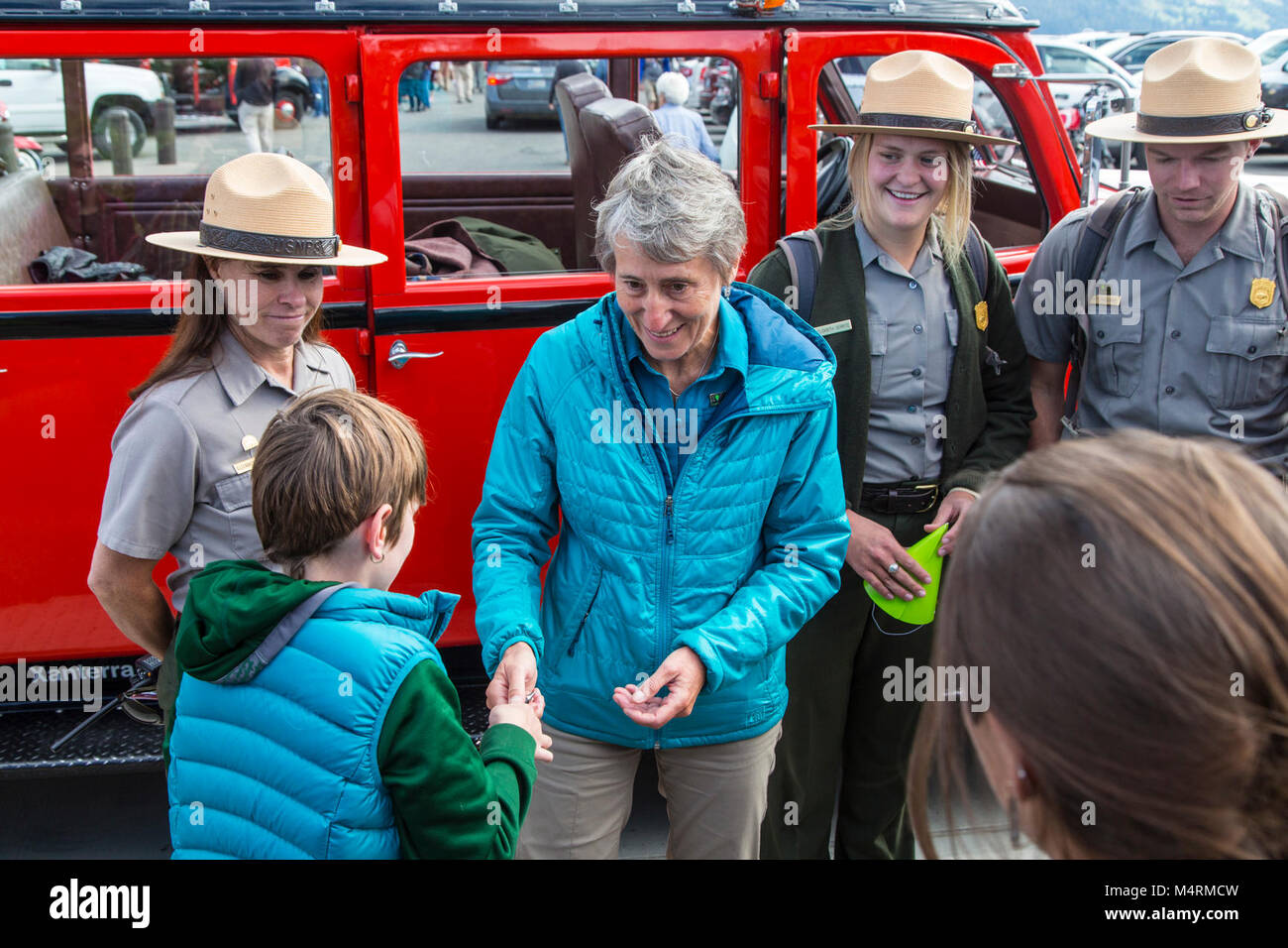 Secretary Jewell Signing Autographs for Visitors Stock Photo - Alamy
