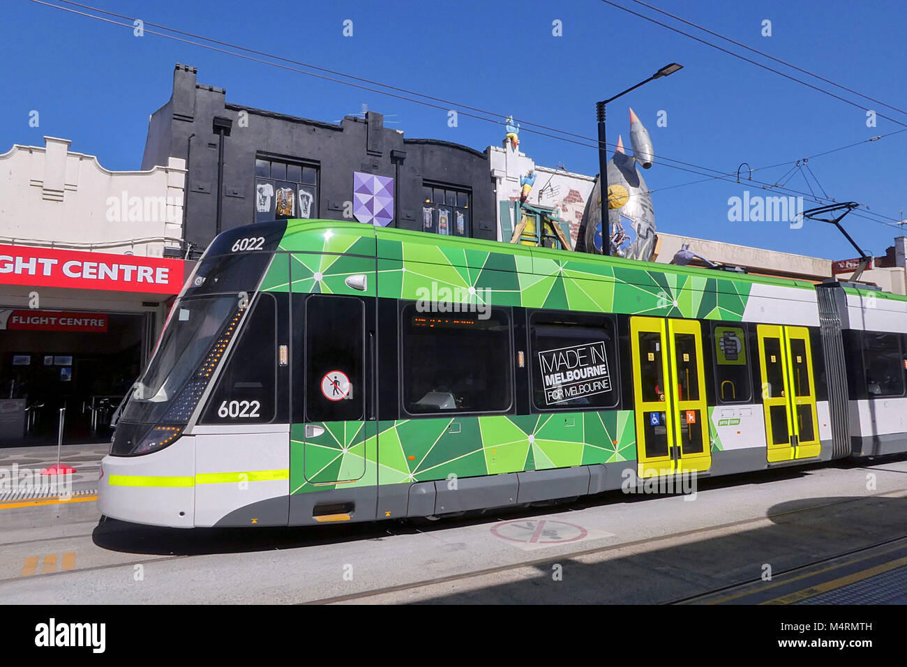St Kilda, Melbourne, Australia: March 06, 2017: An electric tram ...