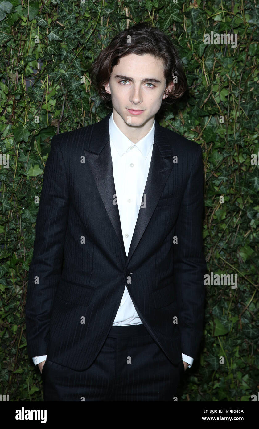 Timothee Chalamet arriving at the Charles Finch and Chanel pre-Bafta ...