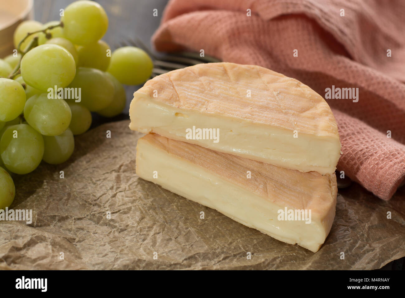 French soft strong smelling cheese Munster from Alsace close up Stock ...