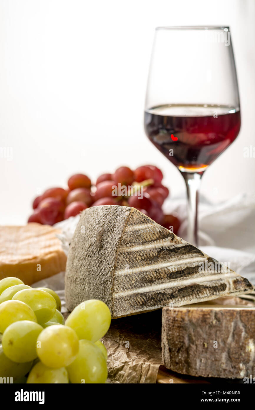 Tasting of ancient french demi soft cheese Tomme from French Alps, made ...