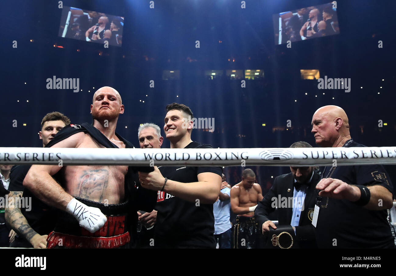 George Groves celebrates winning the WBA Super-Middleweight title fight ...