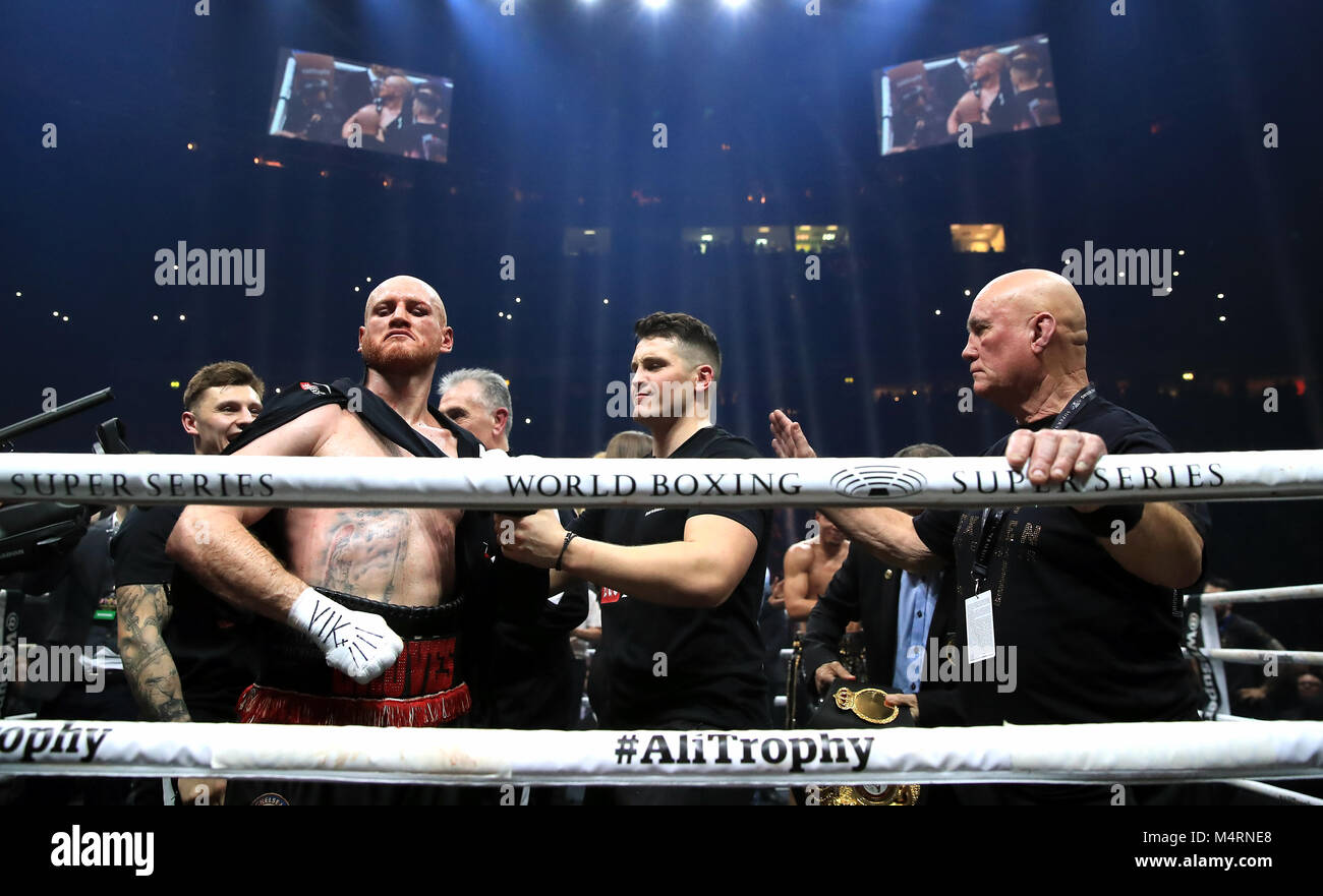 George Groves celebrates winning the WBA Super-Middleweight title fight ...