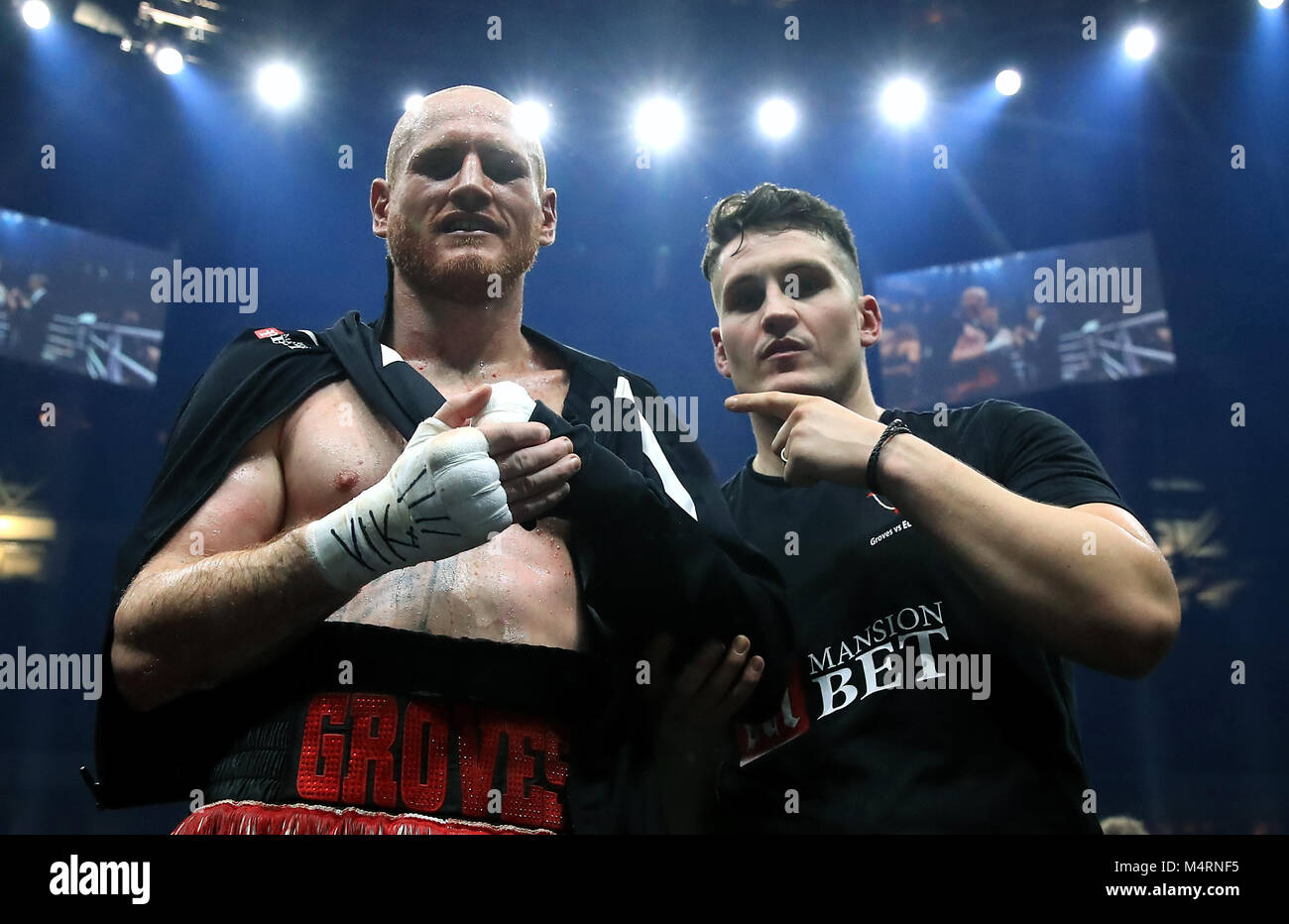 George Groves celebrates winning the WBA Super-Middleweight title fight ...
