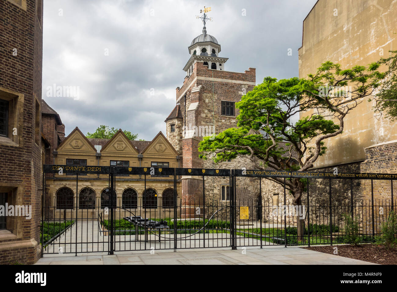Gate outside London Charterhouse and Charterhouse Chapel viewed from ...