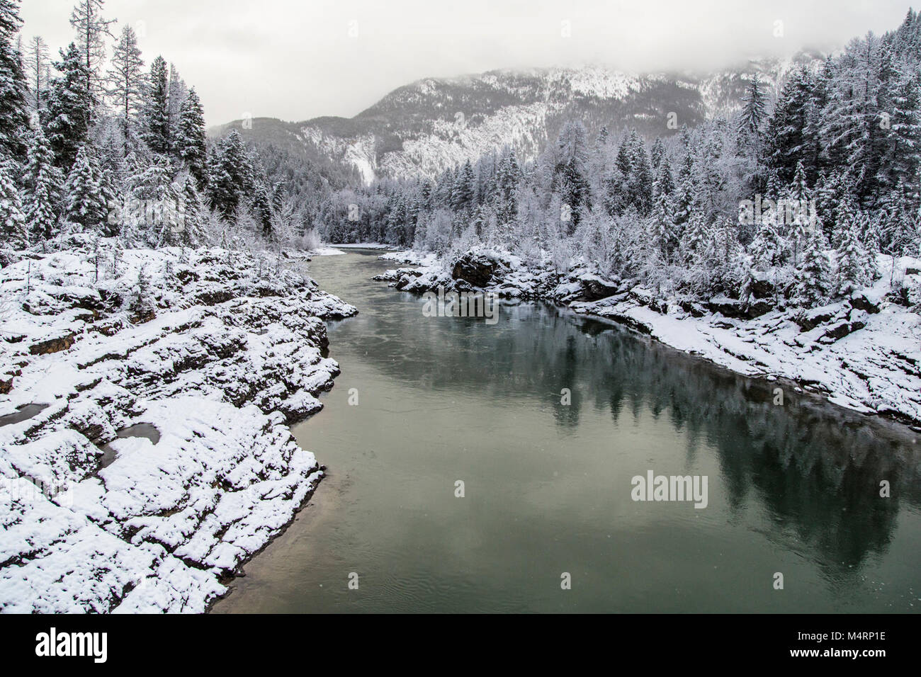 Winter Morning on the Middle Fork Looking Uptream Stock Photo - Alamy