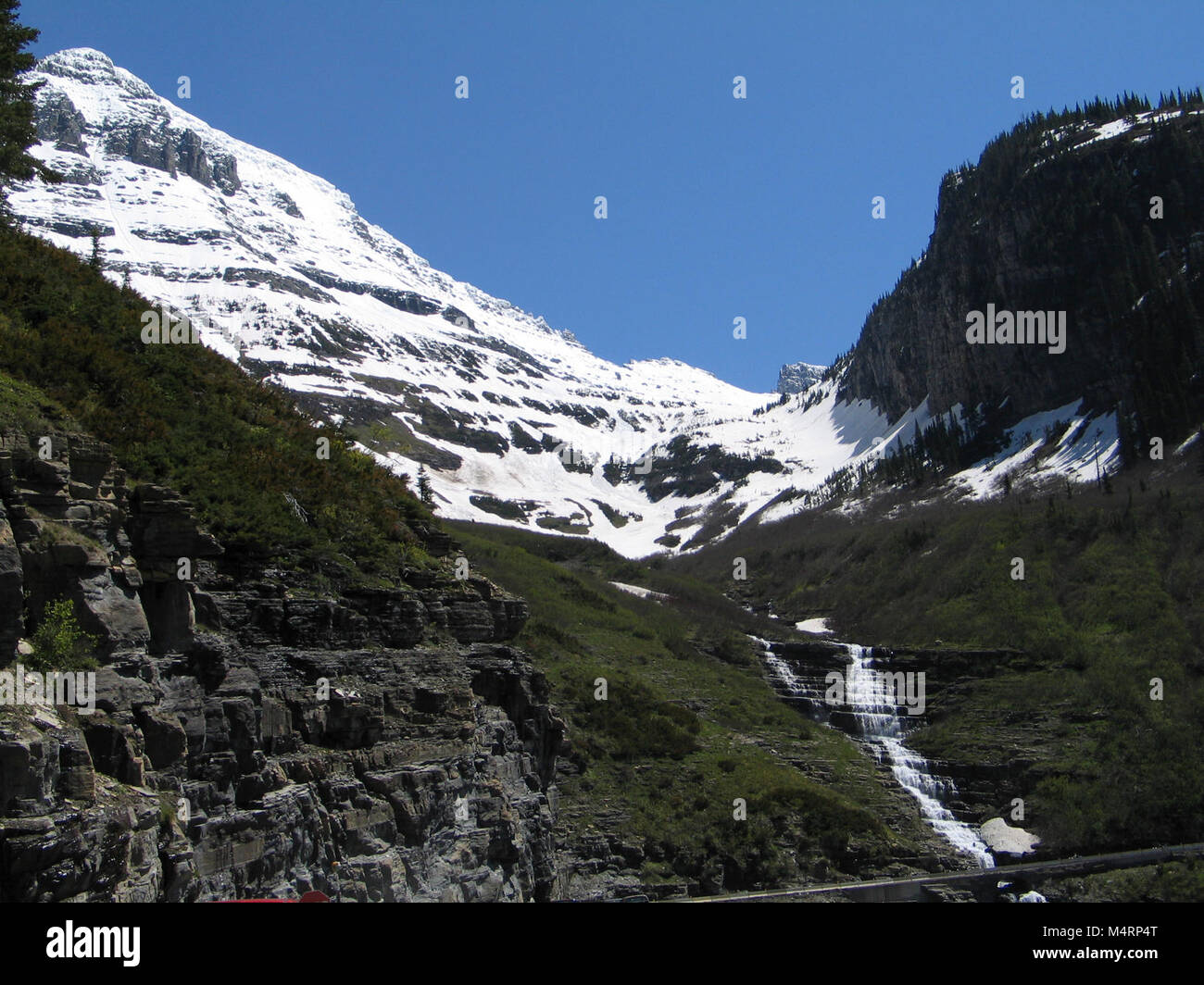 Logan Creek comes down to the Going-to-the-Sun Road at Big Bend, just ...