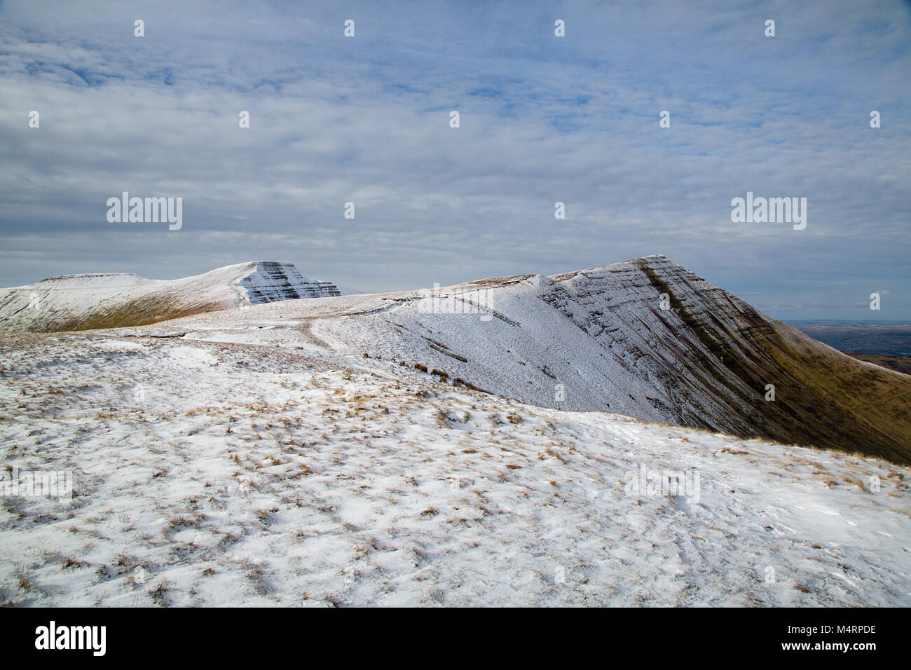 Corn Du, Pen y Fan and Cribyn mountain summits in the Brecon Beacons ...