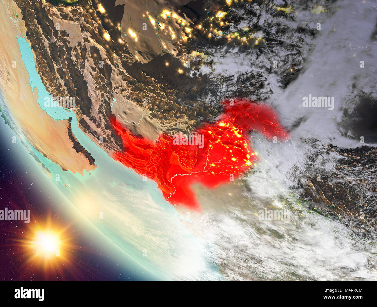 Highlighted satellite image of pakistan hi-res stock photography and ...