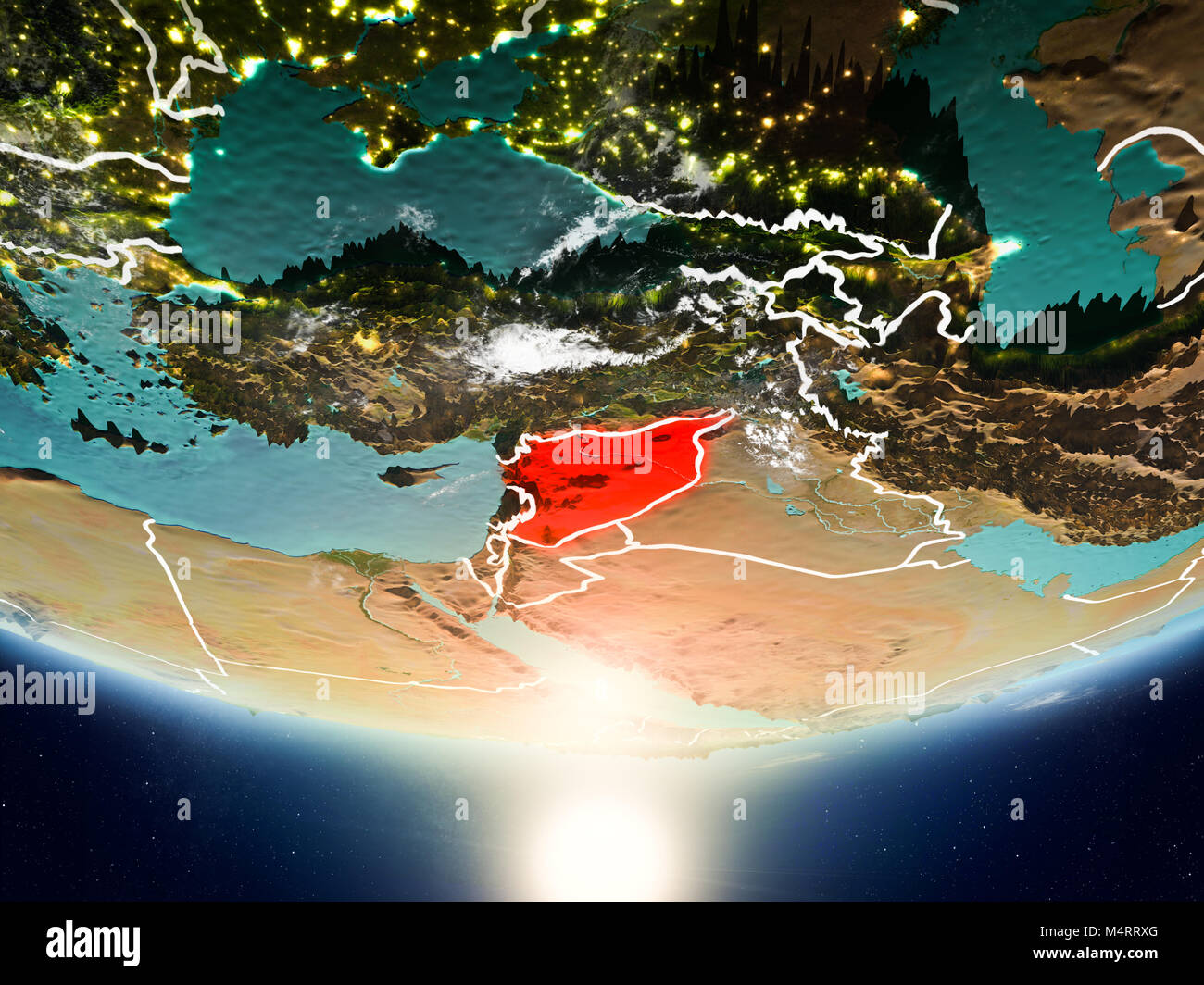 Syria map borders cities hi-res stock photography and images - Alamy