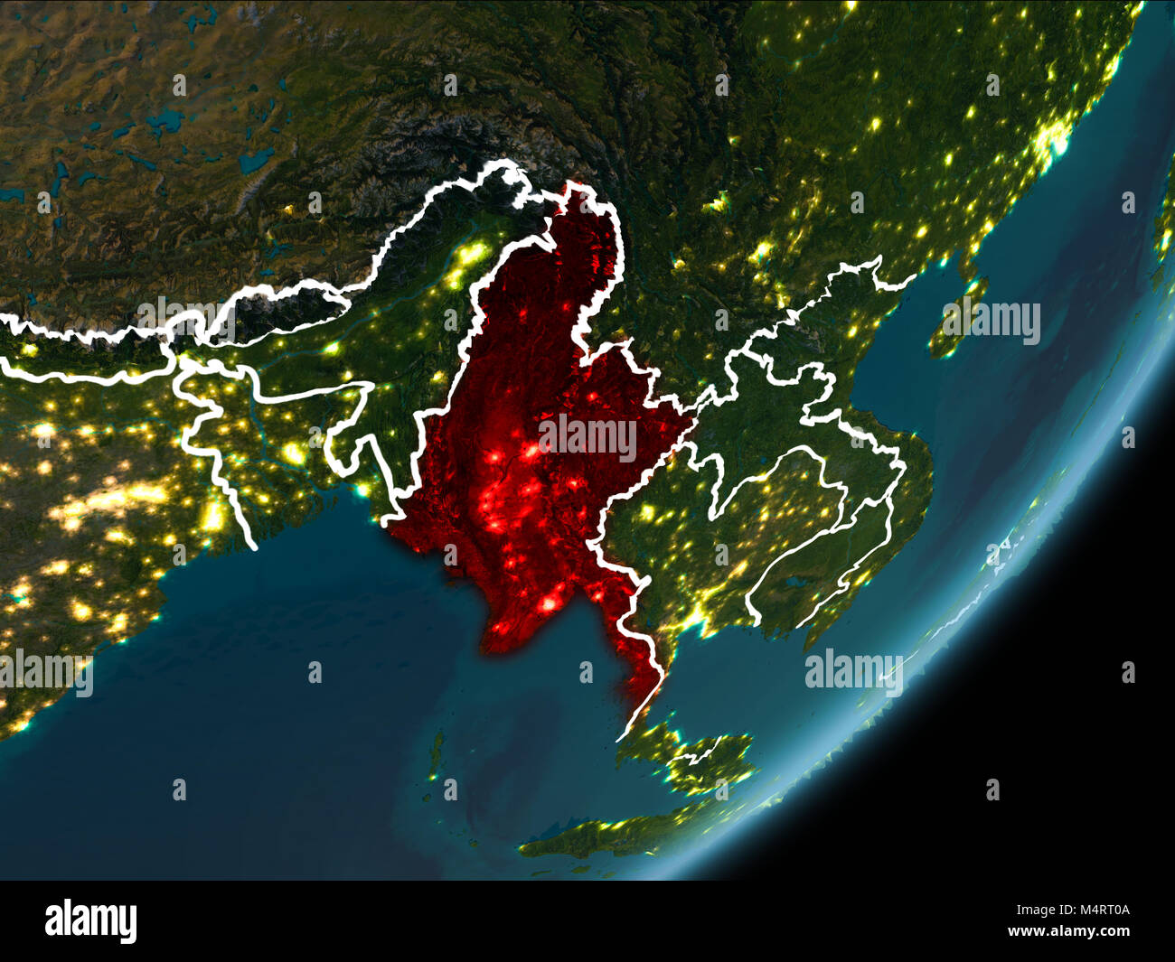 Map myanmar highlighted in red hi-res stock photography and images - Alamy