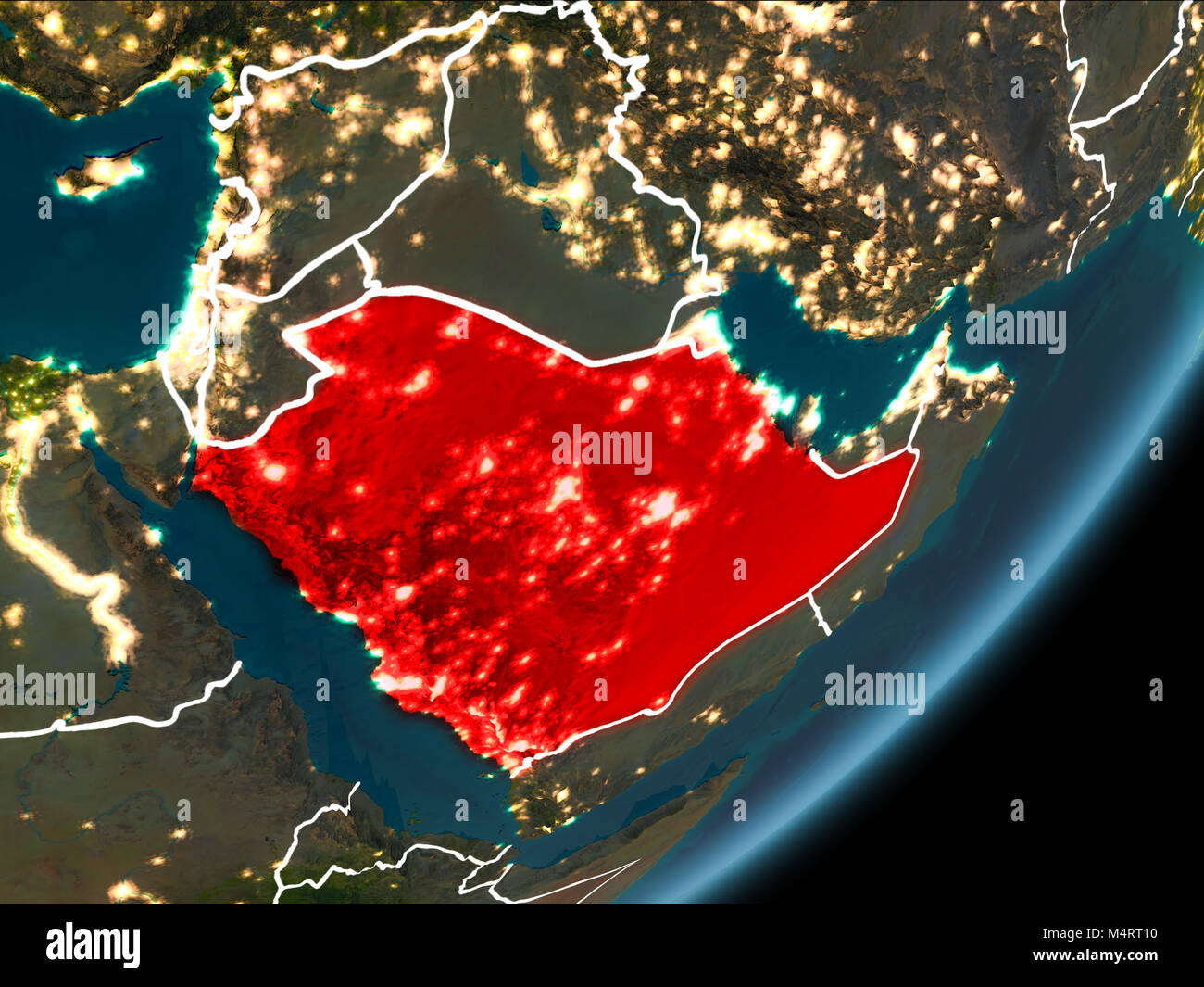 Saudi Arabia as seen from Earth’s orbit on planet Earth at night ...