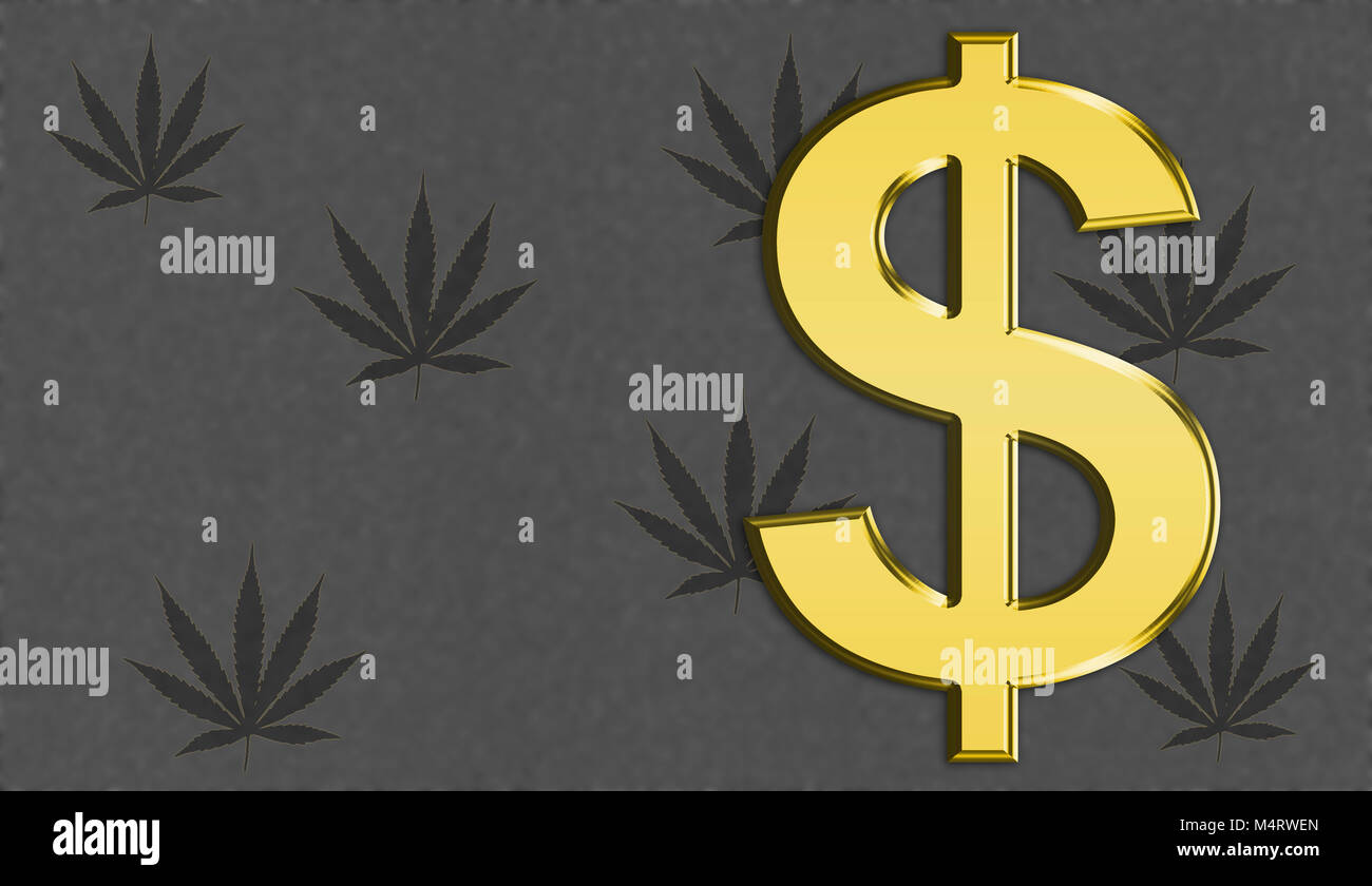 Gold dollar sign and marijuana leaf Stock Photo - Alamy