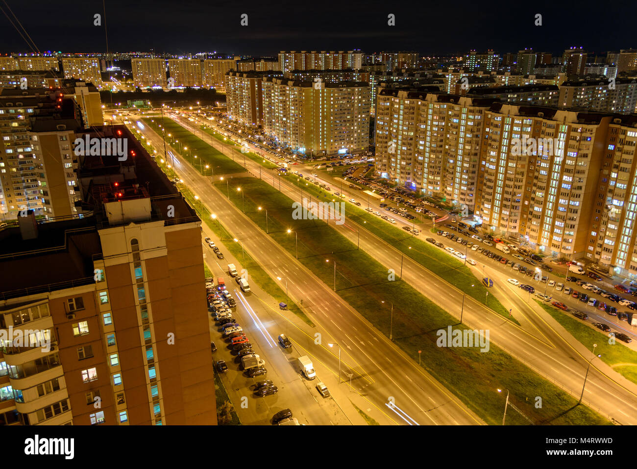 View of Lyubertsy city at night. Moscow Oblast, Russia Stock Photo - Alamy