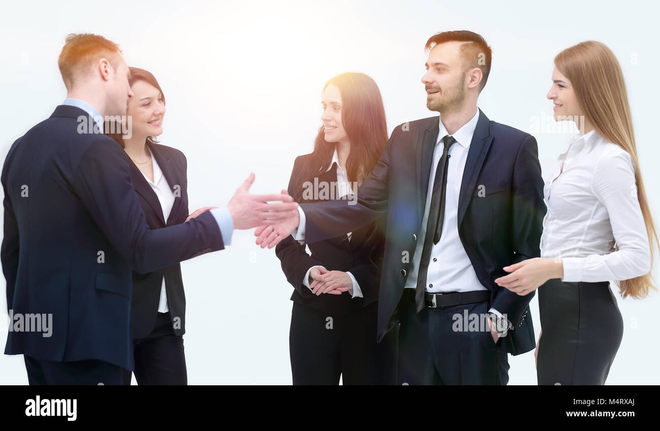 welcome and handshake business partners Stock Photo - Alamy
