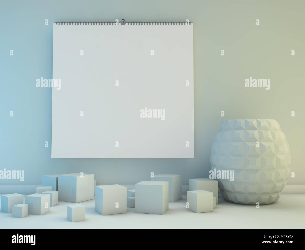 Blank design square calendar template with soft shadows. 3D rendering ...