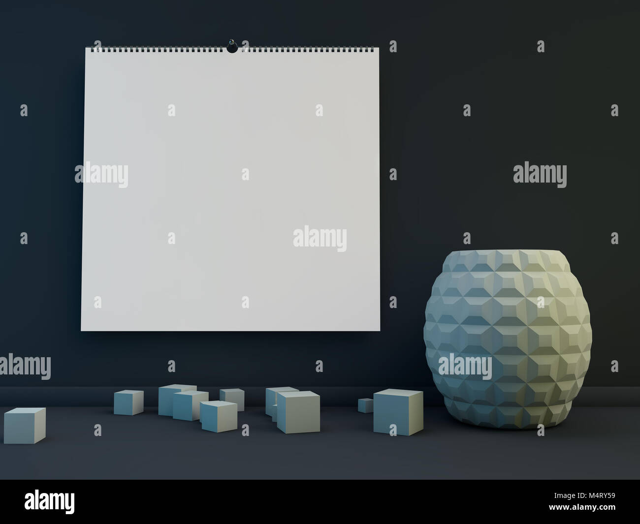 Blank design square calendar template with soft shadows. 3D rendering ...