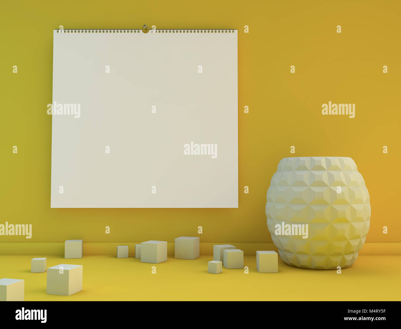 Blank design square calendar template with soft shadows. 3D rendering ...