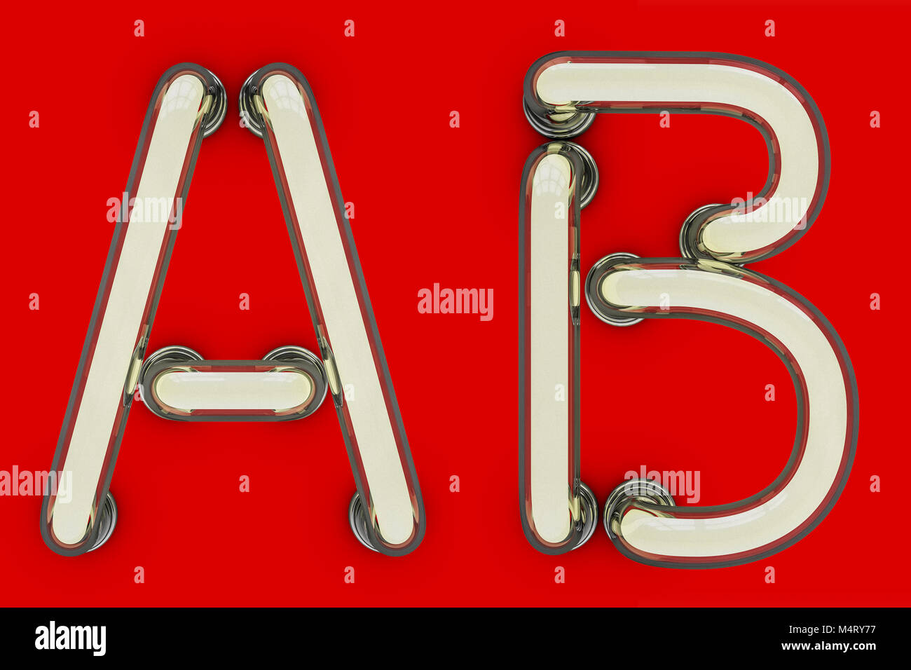 Neon tube letter on yellow background. 3D rendering Stock Photo - Alamy