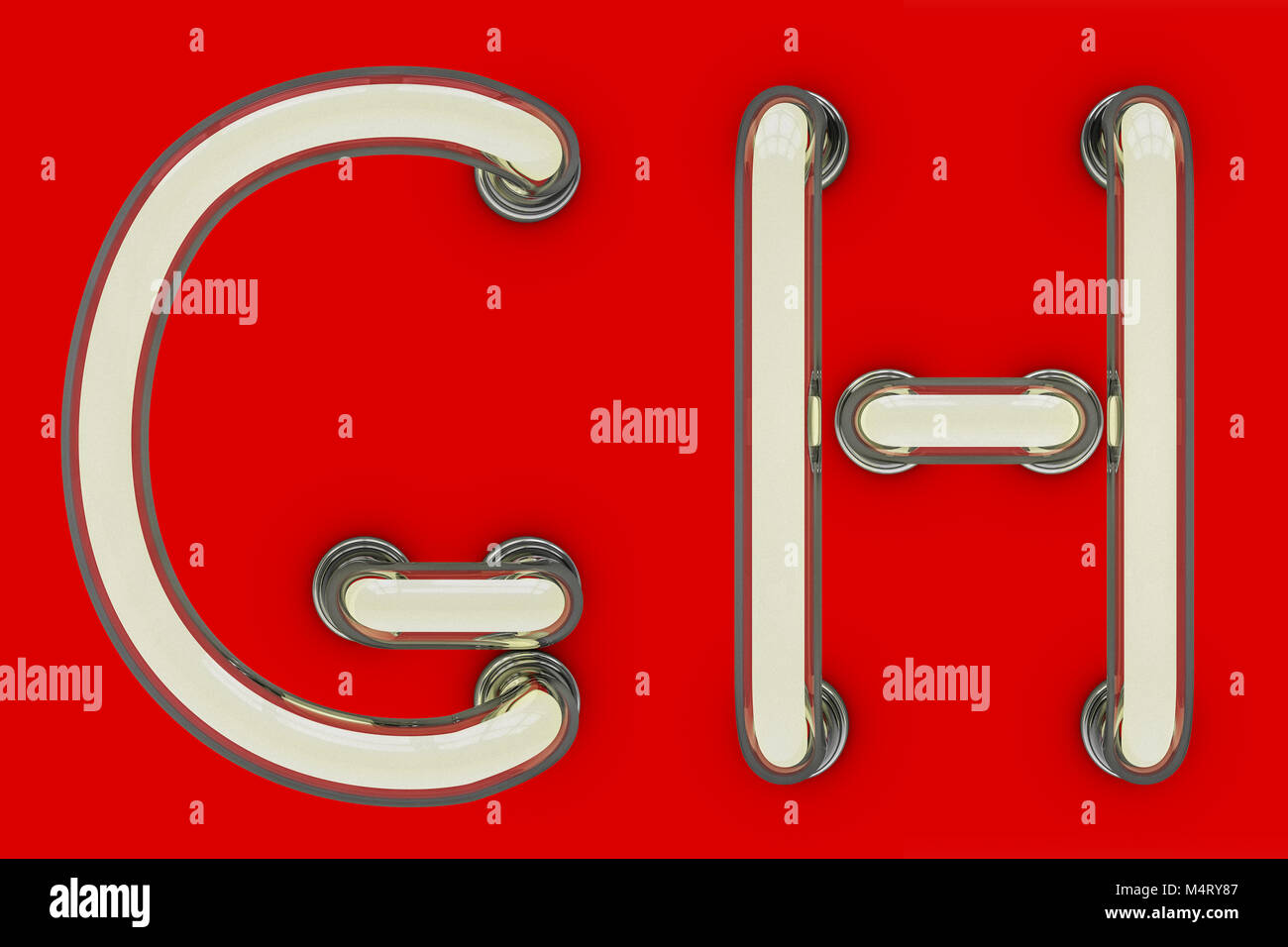 Neon tube letter on yellow background. 3D rendering Stock Photo - Alamy