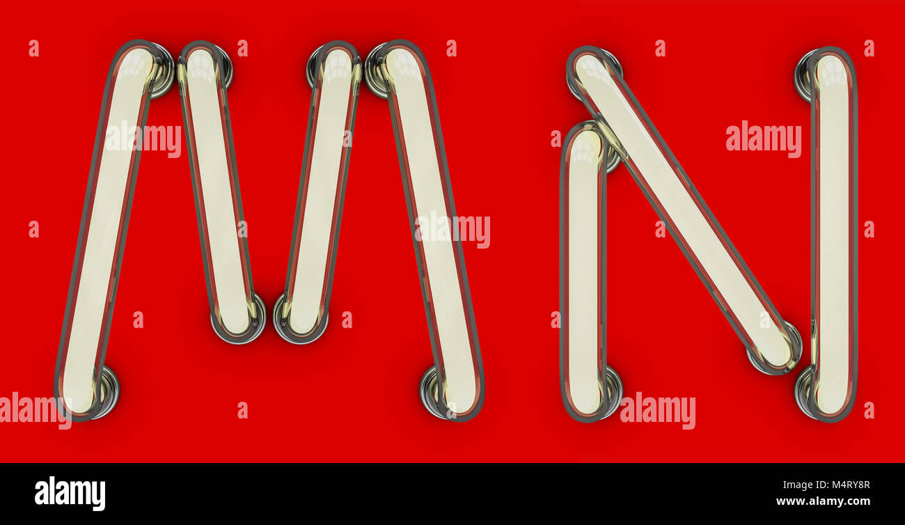 Neon tube letter on yellow background. 3D rendering Stock Photo - Alamy