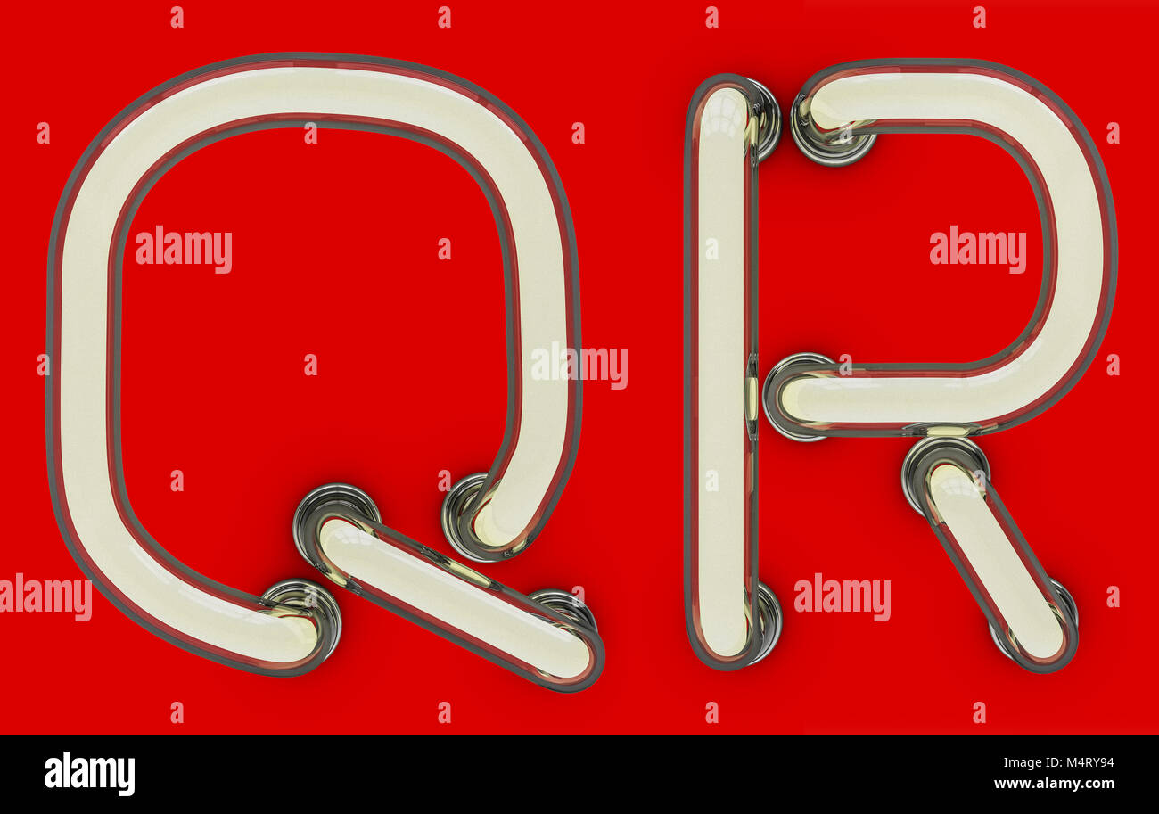 Neon tube letter on yellow background. 3D rendering Stock Photo - Alamy