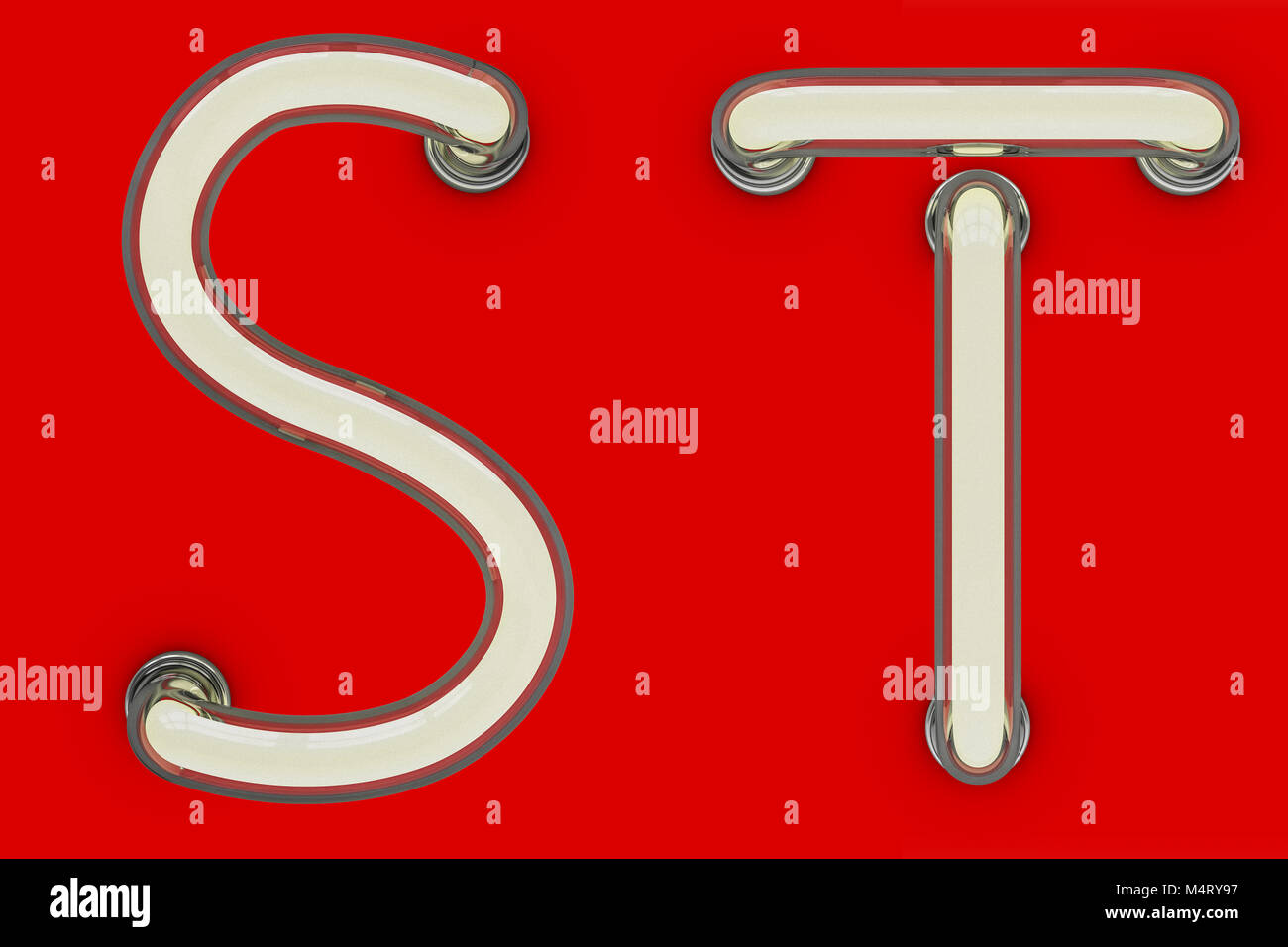 Neon tube letter on yellow background. 3D rendering Stock Photo - Alamy