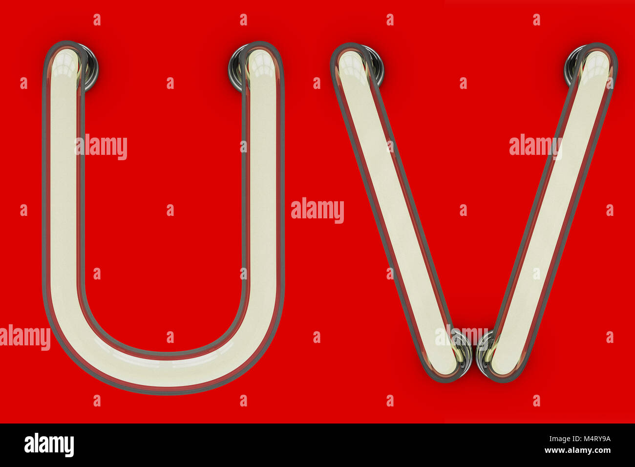 Neon tube letter on yellow background. 3D rendering Stock Photo - Alamy