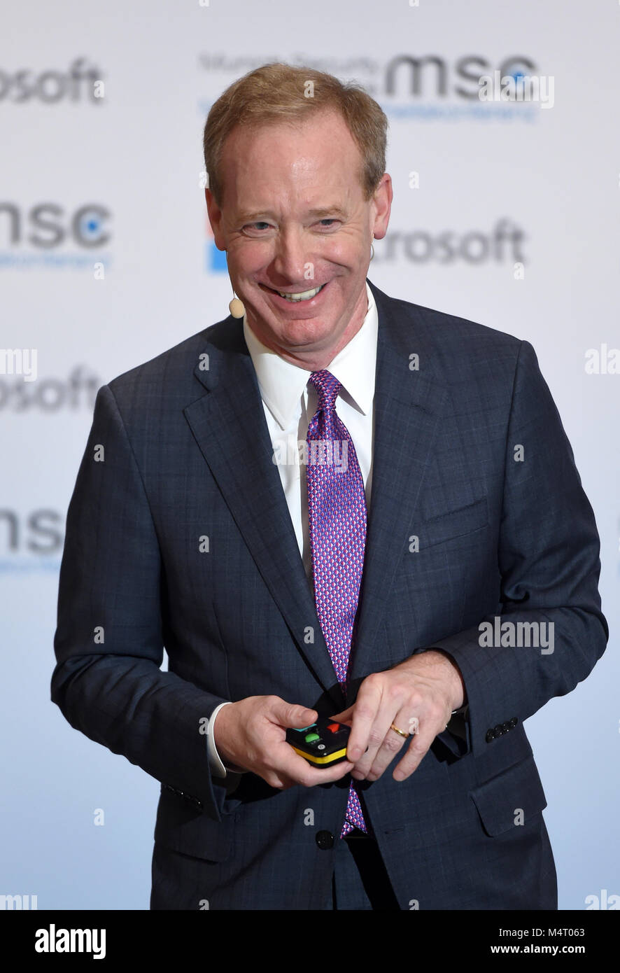 Munich, Germany. 16th Feb, 2018. Microsoft's General Counsel Brad Smith ...