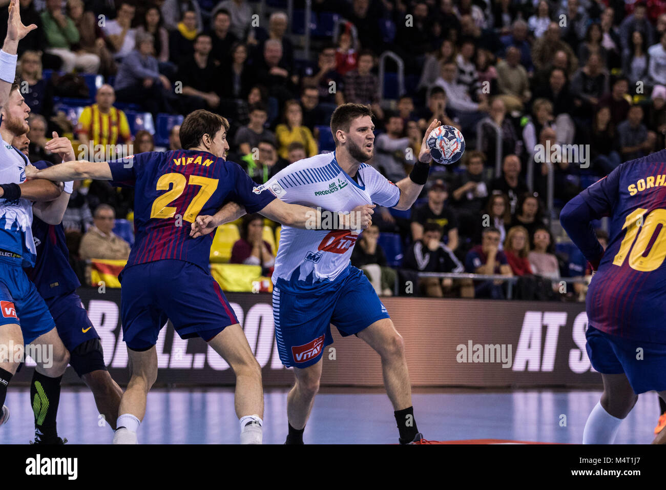 BARCELONA, SPAIN Ð FEBRUARY 17: Sime Ivic, #21 of Orlen Wisla Plock in ...