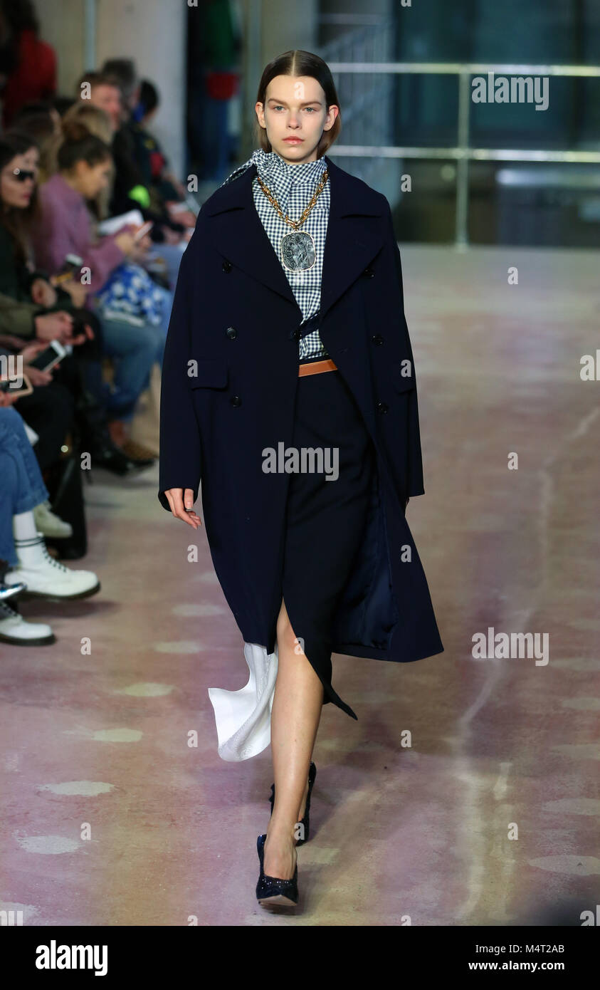 London, UK. 17th Feb, 2018. TOGA - Catwalk - LFW February 2018. A model ...