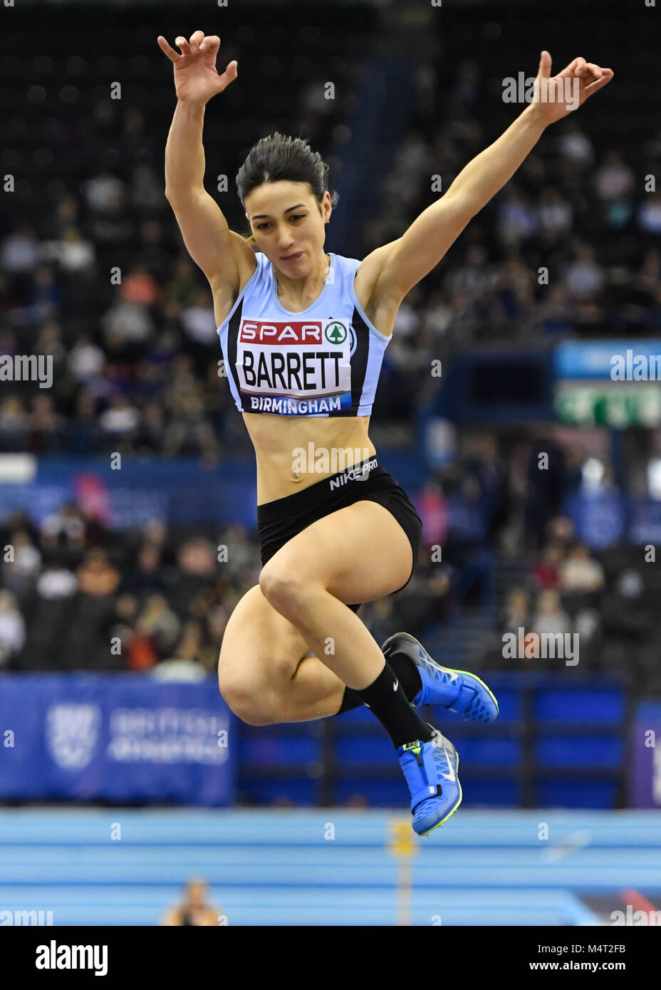 Angela Barrett in action during today's Women's High Jump during SPAR ...