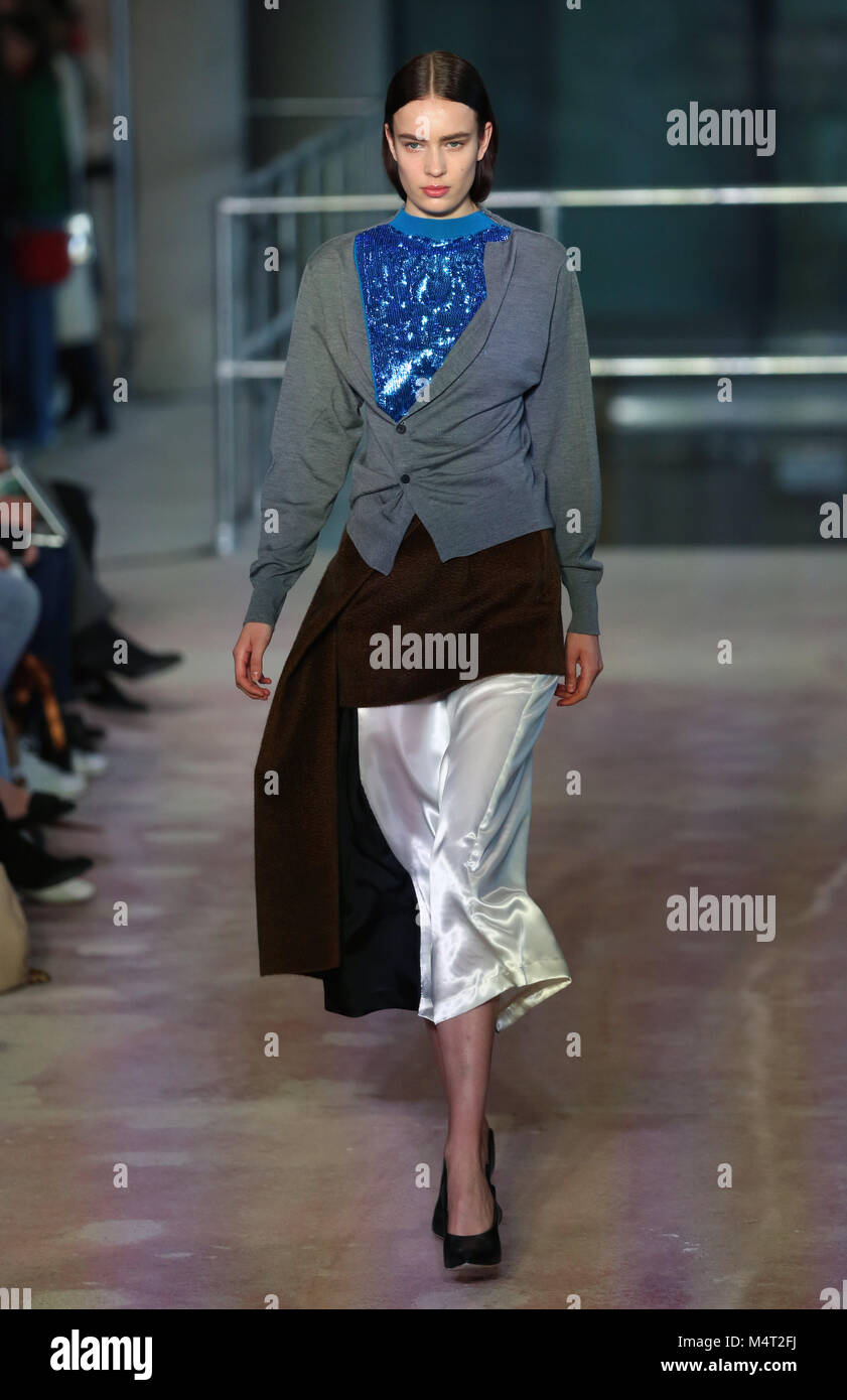 London, UK. 17th Feb, 2018. TOGA - Catwalk - LFW February 2018. A model ...