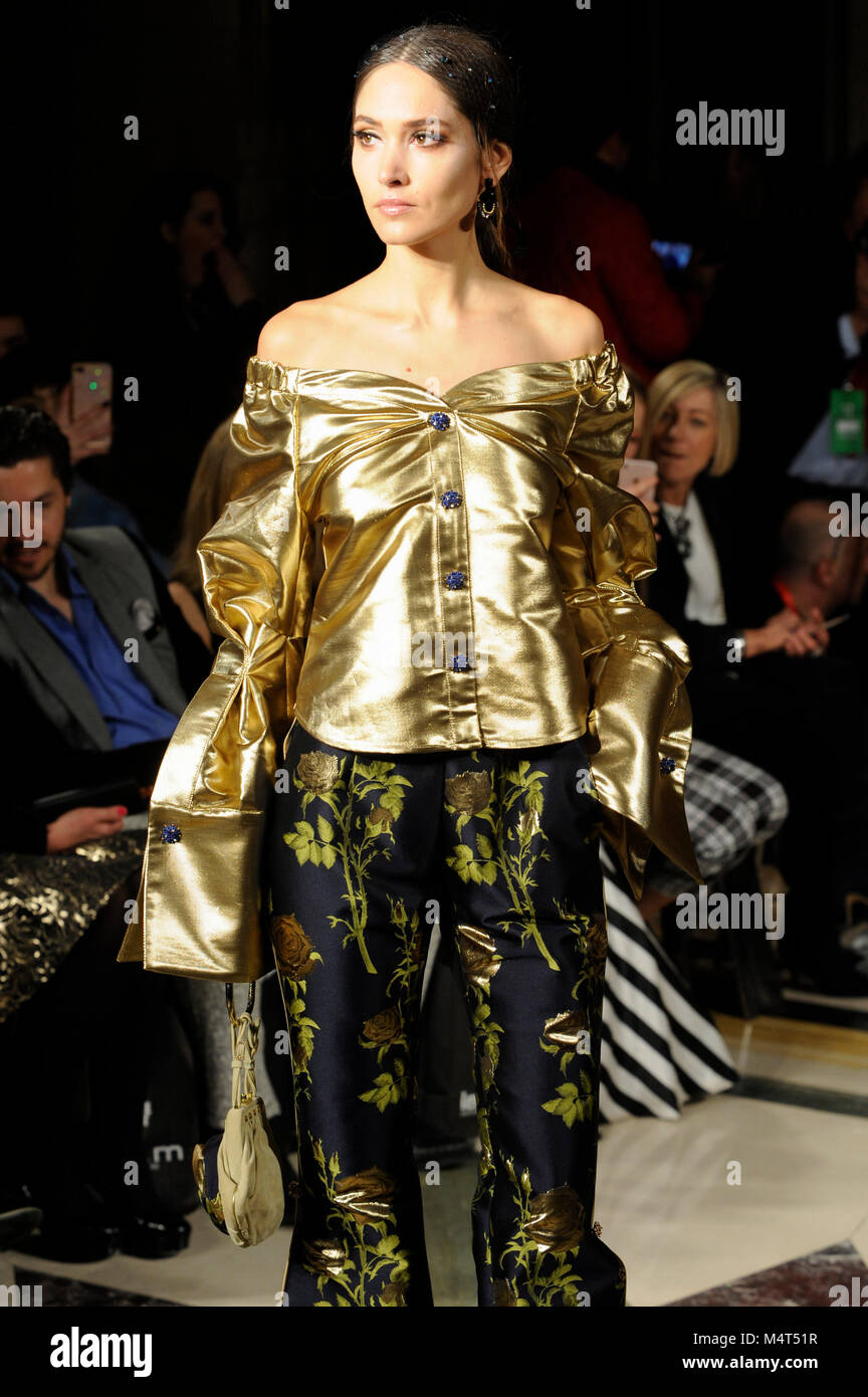 Model on the catwalk at the Rohmir fashion show at Fashion Scout AW18 ...