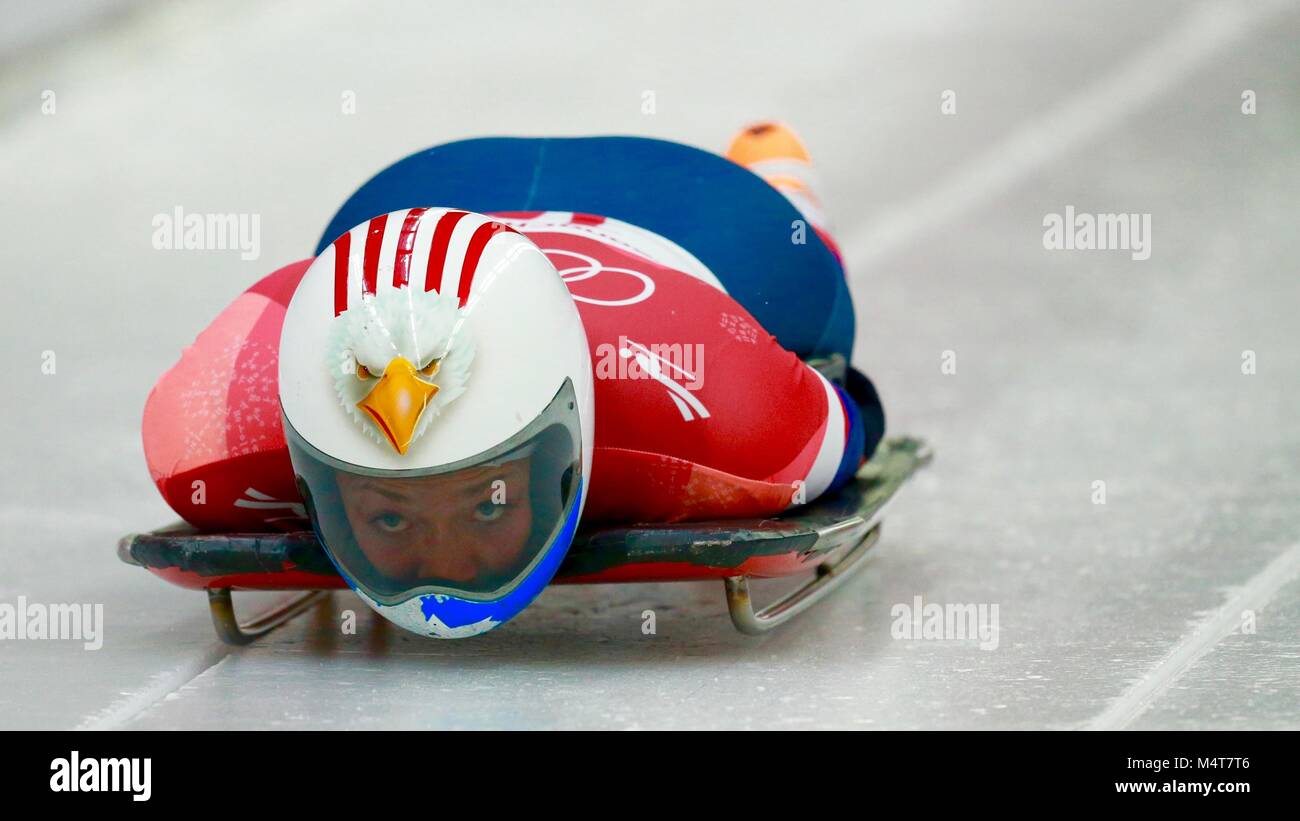 PyeongChang, South Korea. 16th Feb, 2018. KATIE UHLAENDER of USA in ...