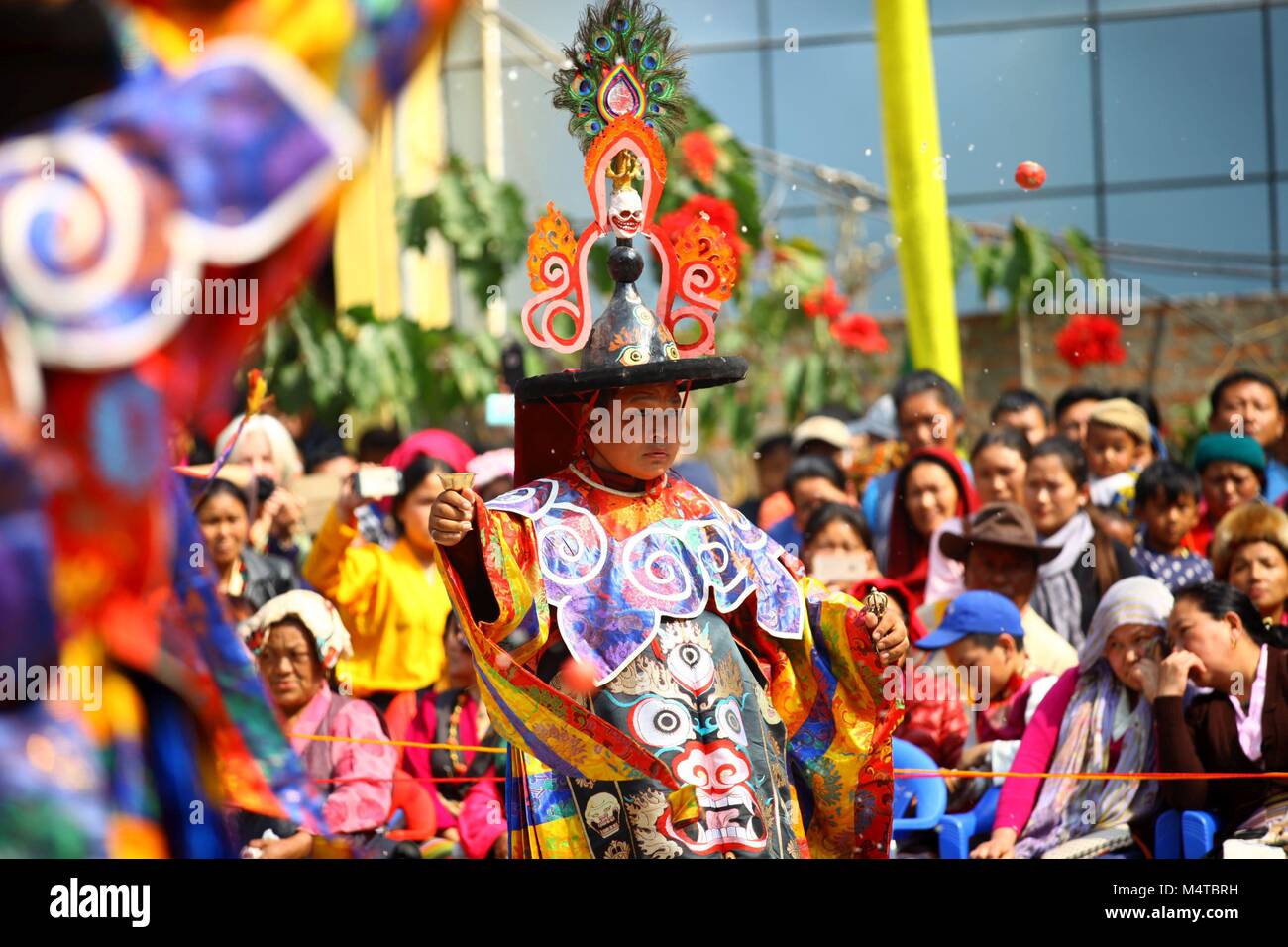 Kathmandu, Nepal. 18th Feb, 2018. People from Sherpa community perform ...