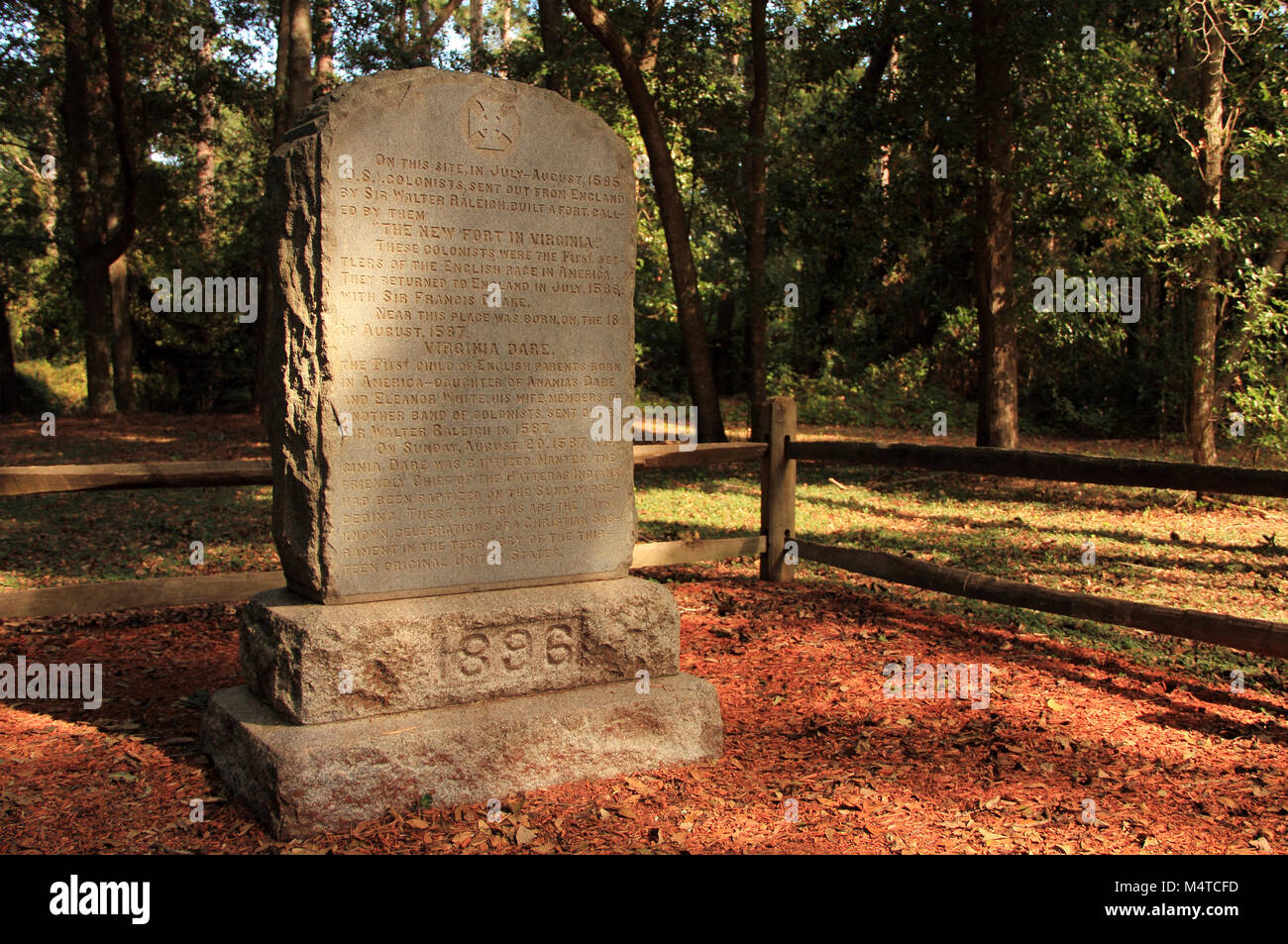 A monument at Fort Raleigh National Historic Site, in North Carolina ...