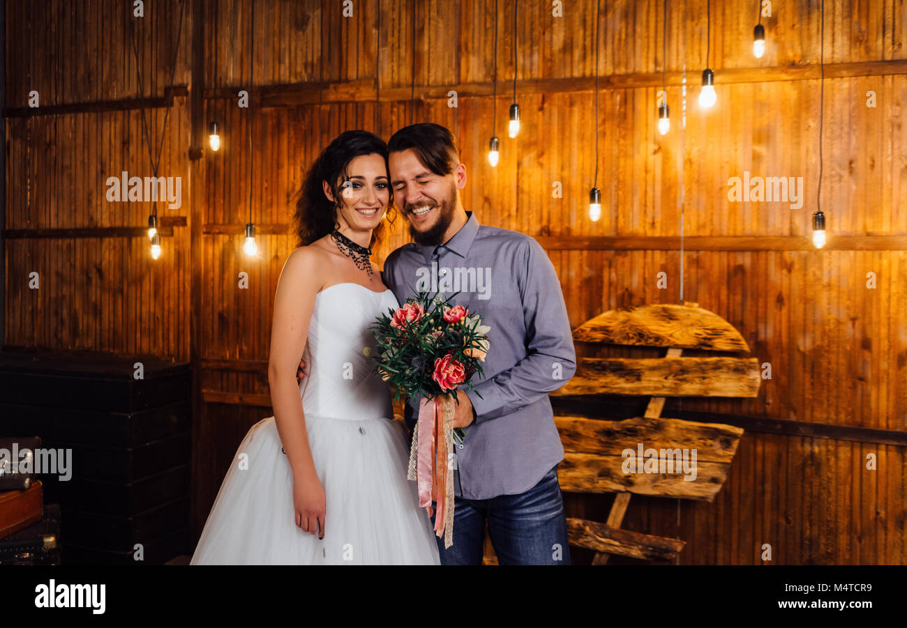 Wedding in the style of rock. Rocker or Biker wedding. Guys with ...